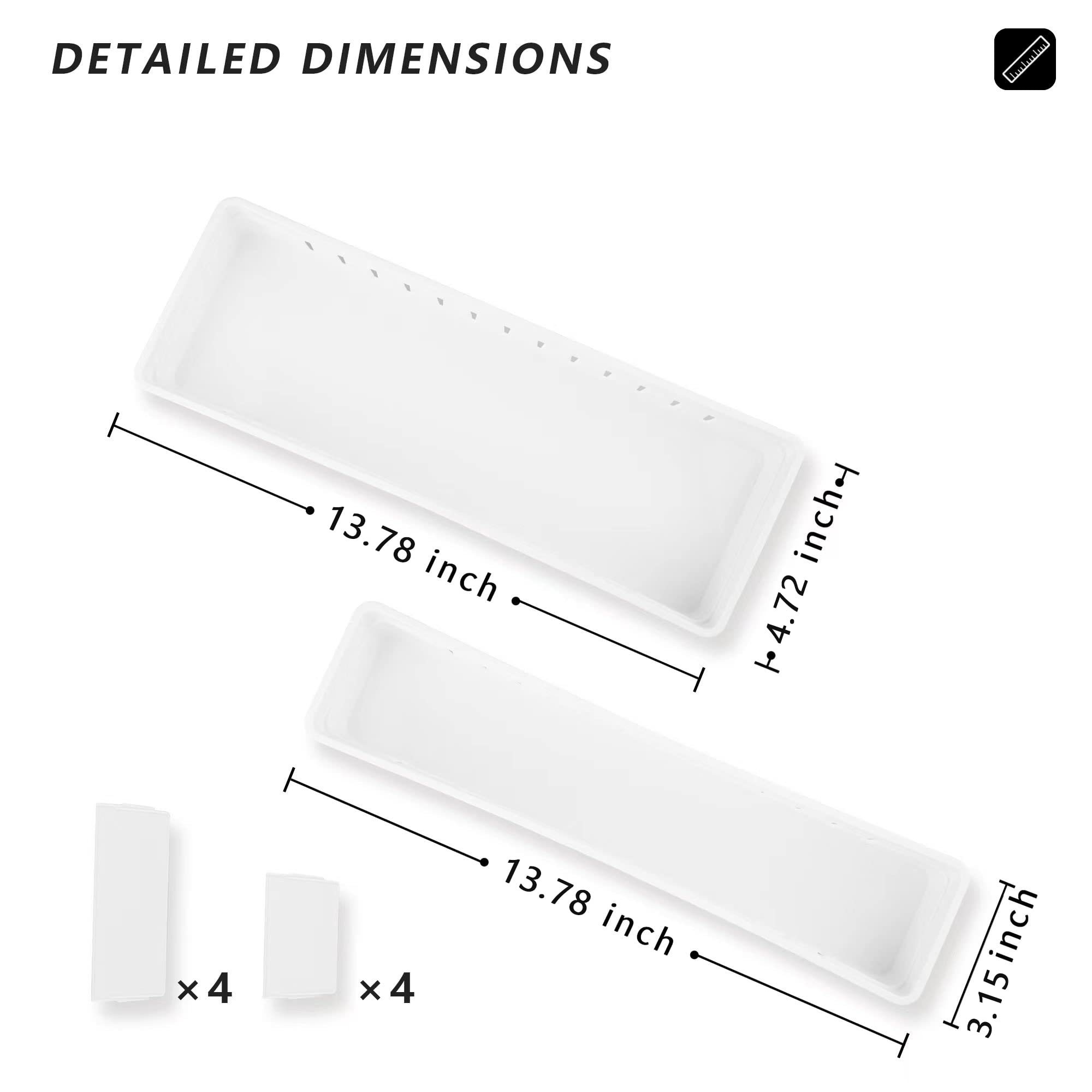 Sarajoye 4 - Piece Adjustable Flatware Cooking Utensil Organizer for Kitchen Drawers - Expandable 13 Slots Silverware Drawer Organizer Tray Holder for Organization Storage (2 Large + 2 Small, White)
