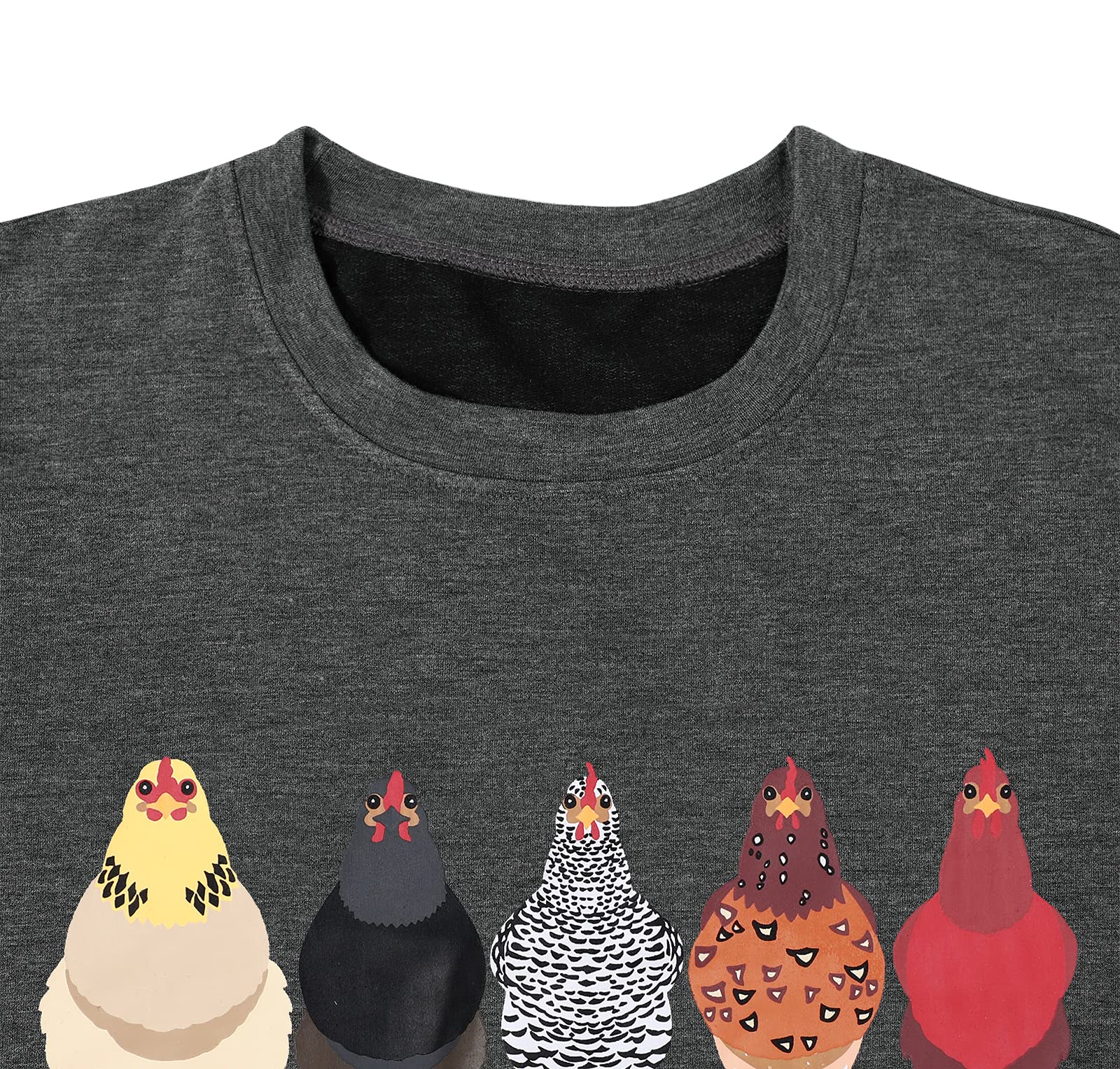 VILOVE Cute Sweatshirts for Women Chicken Graphic Long Sleeve Crew Neck Pullover Casual Fall Tops Shirts Green