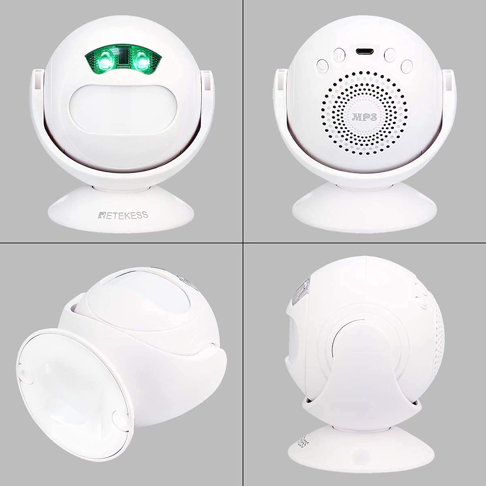 Retekess TD107 Motion Sensor Alarm,Wireless Infrared Home Security System,4-Level Volume Adjustment,9 Chime Tunes,PIR Detector for Home,Shop,Store