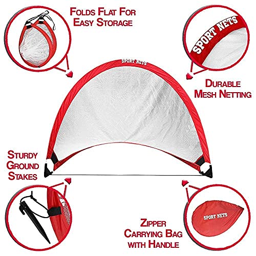 Pop Up Soccer Goals for Kids (2 Goal Set, 6 FT) with Carry Bag, Easy Set Up and Take Down, Quick Assembly, Lightweight and Foldable Design for Instant Game Time Fun