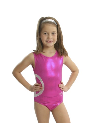 Obersee Girl's Gymnastics Leotard, Pink Peace, CS