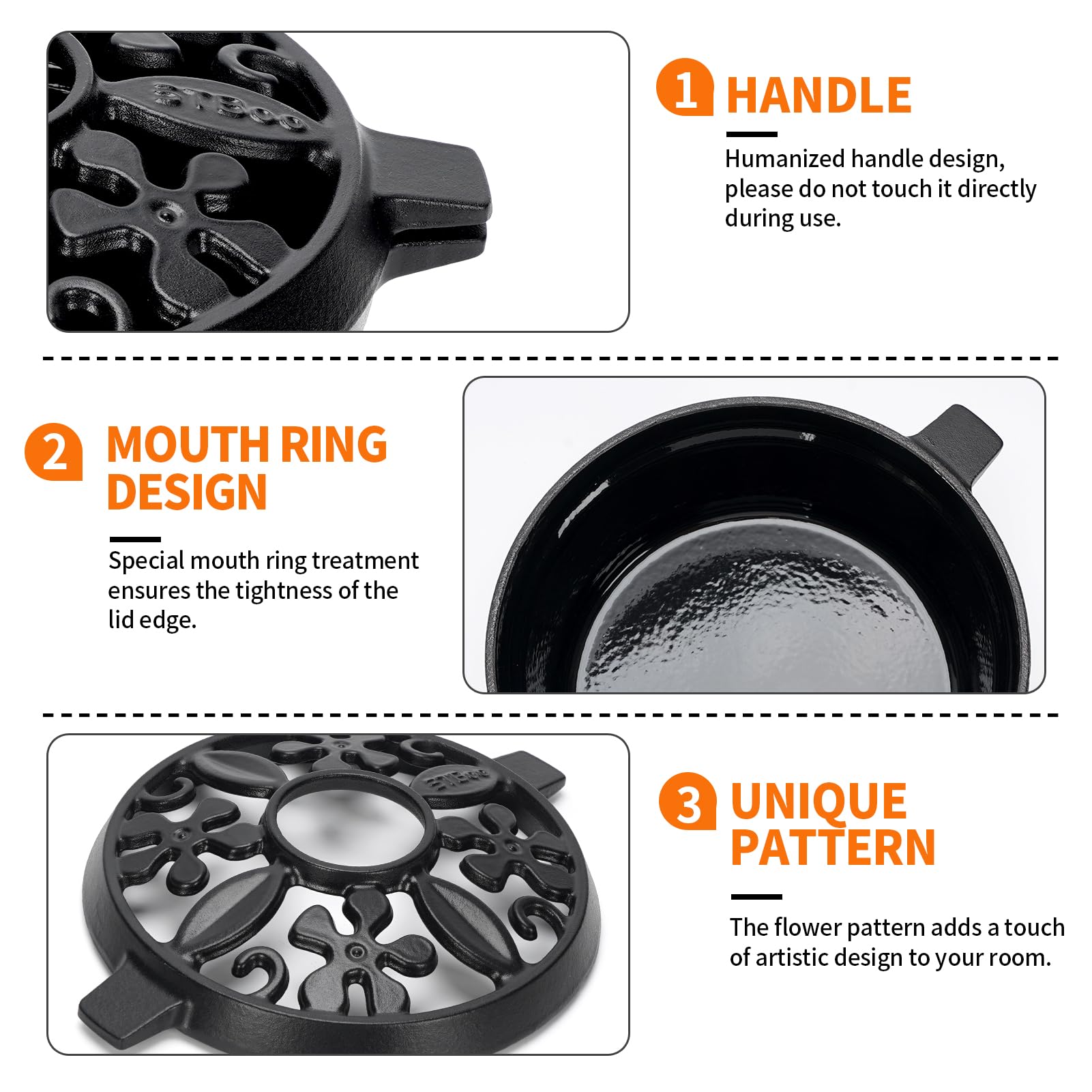 STBoo Wood Stove Steamer: Cast Iron Fireplace Humidifier | Indoor Pot for Home Heating | Round Bowl Fire Place Stove Covers Accessories Decorative | Matte Finish & Rust Resistan & 2.7 Quart, Black