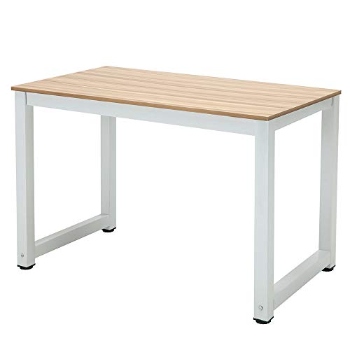 RICA-J Computer Desk, 43in Wood Work Desk Large Gaming Writing Desk PC Laptop Table Study Workstation Home Office Furniture (Oak)