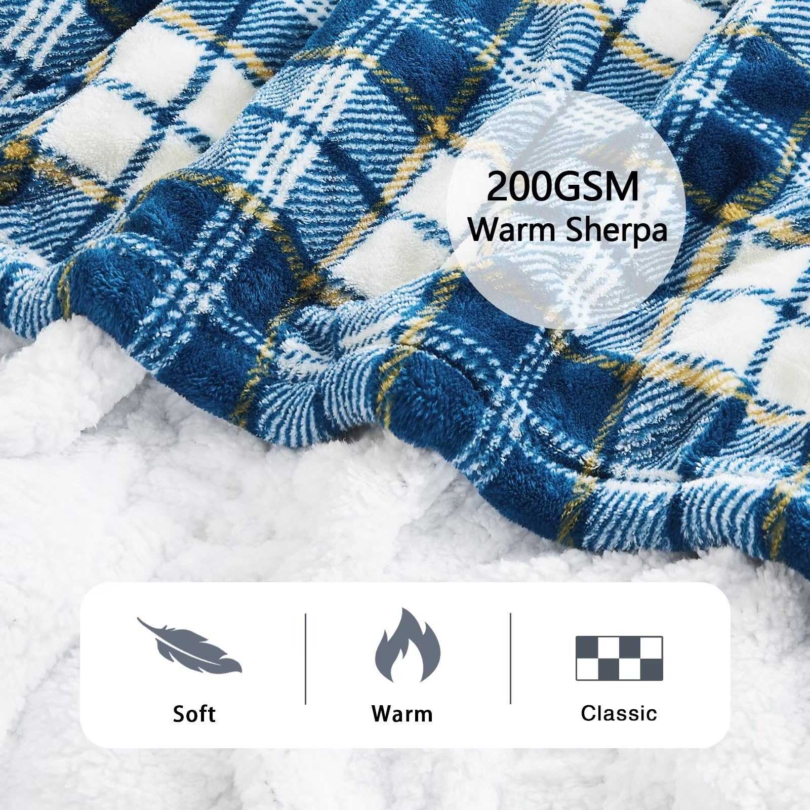 OCTROT Electric Heated Throw Blanket 50"x60", Fast Heating Blanket with Dual Control, 10 Heat Level & 5 Timer Auto Off Soft Warm Sherpa Heater Blanket for Couch, Christmas Blanket Gift (Blue Paid)
