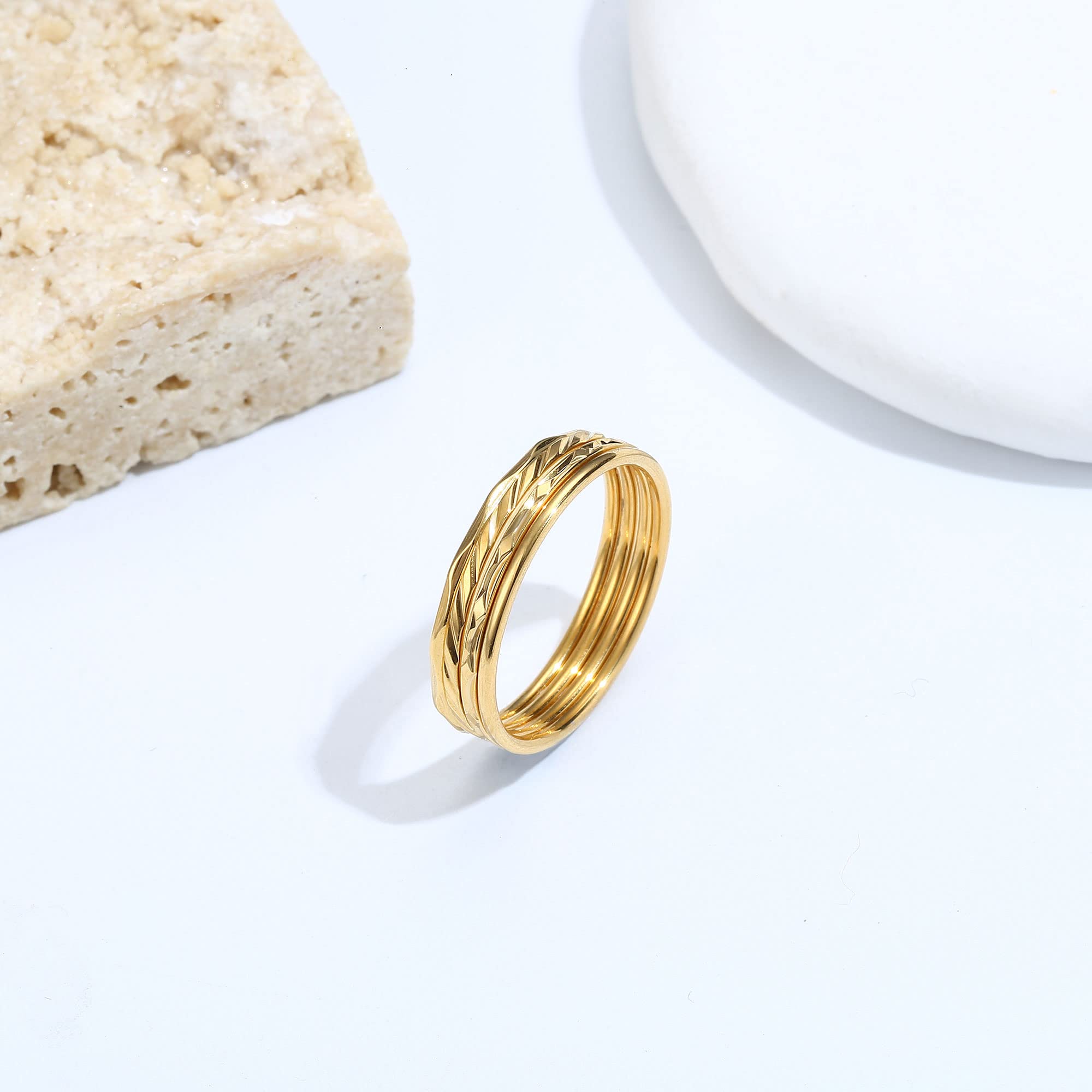 UBGICIG 4Pcs 1MM Gold Rings for Women Trendy Dainty Band Knuckle Stacking Midi Rings Set Silver/Gold Wedding Plain Thin Band Comfort Fit Size 3 to 10