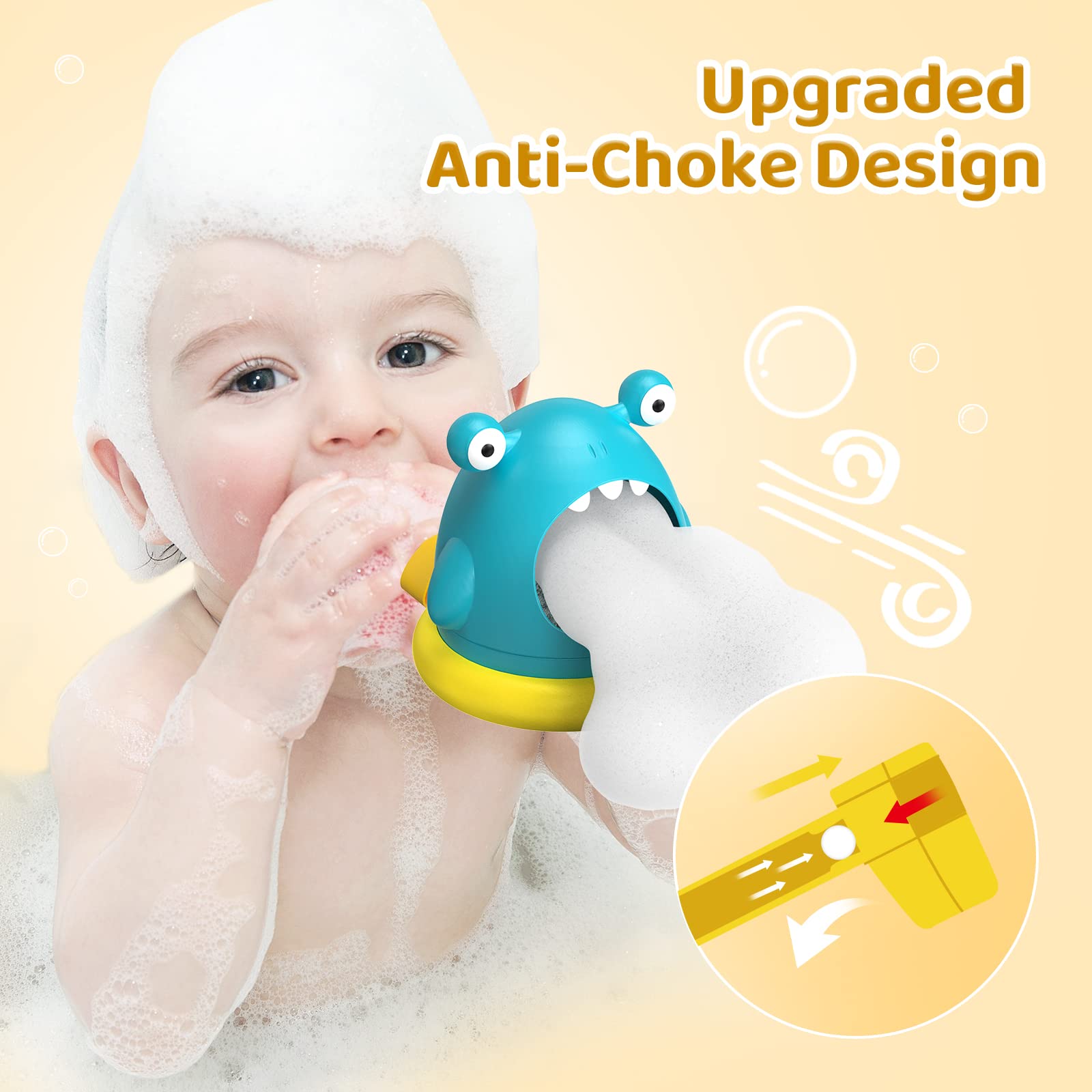 Upgraded Bath Toys for Toddlers 3+, Cute Shark Kids Bath Toys, Manually Bath Bubble Maker for Bathtub with More Safety and Interactivity