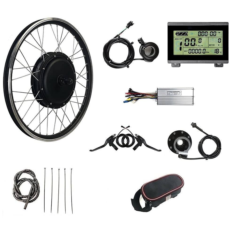 RICETOO 48V 1500W 20"/24"/26"/27.5"/28"/700C Front Wheel Electric Bicycle Conversion Motor Kit with Brushless Gear Hub Motor with KT-LCD3 Display. (48V 700C)