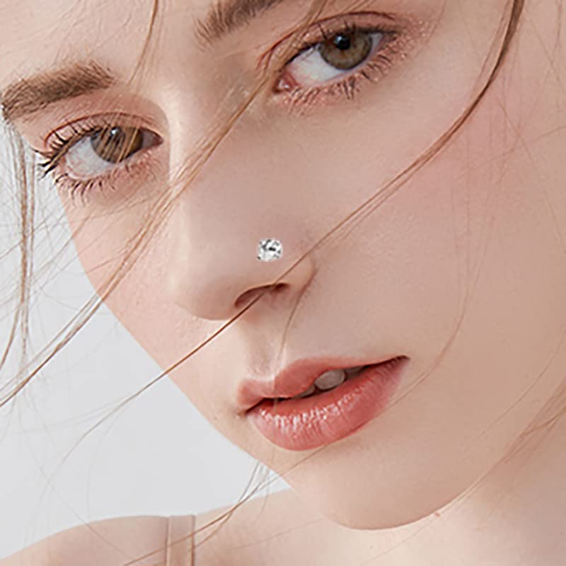 Vitaltyextracts Nose Studs Hypoallergenic 316L Surgical Steel Nose Ring 20G Nose Ring Studs fake Nose Piercing kit Clear Cubic Zirconia Nose Rings for Women