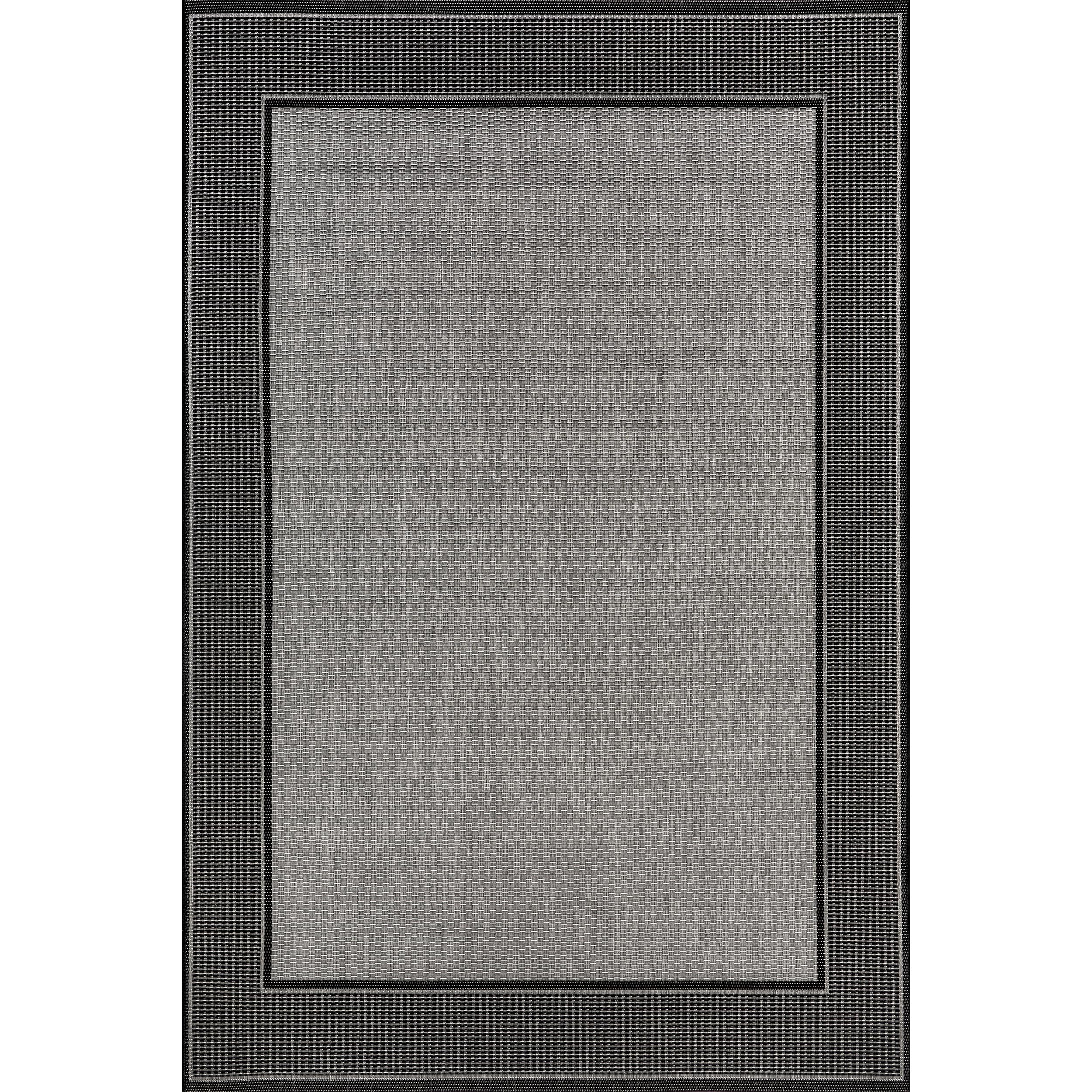 nuLOOM Gris Bordered 3x5 Indoor/Outdoor Accent Rug for Living Room Patio Deck Front Porch Entryway Kitchen, Grey/Black