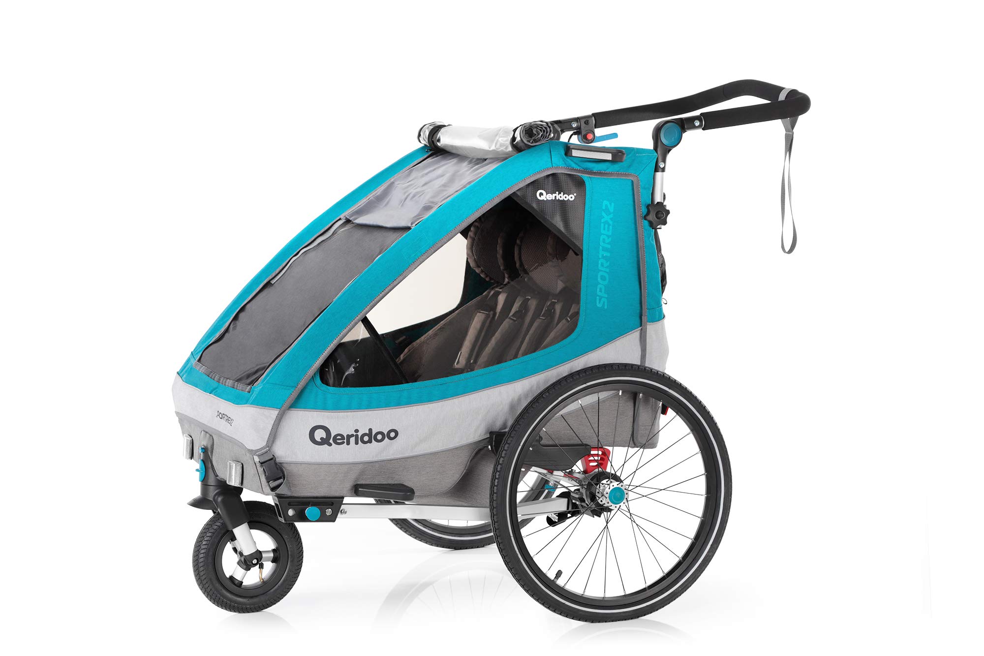 Qeridoo Sportrex 2 2020 Double Seat Kids Bike Trailer & Stroller Sportrex2 (Color Petrol)