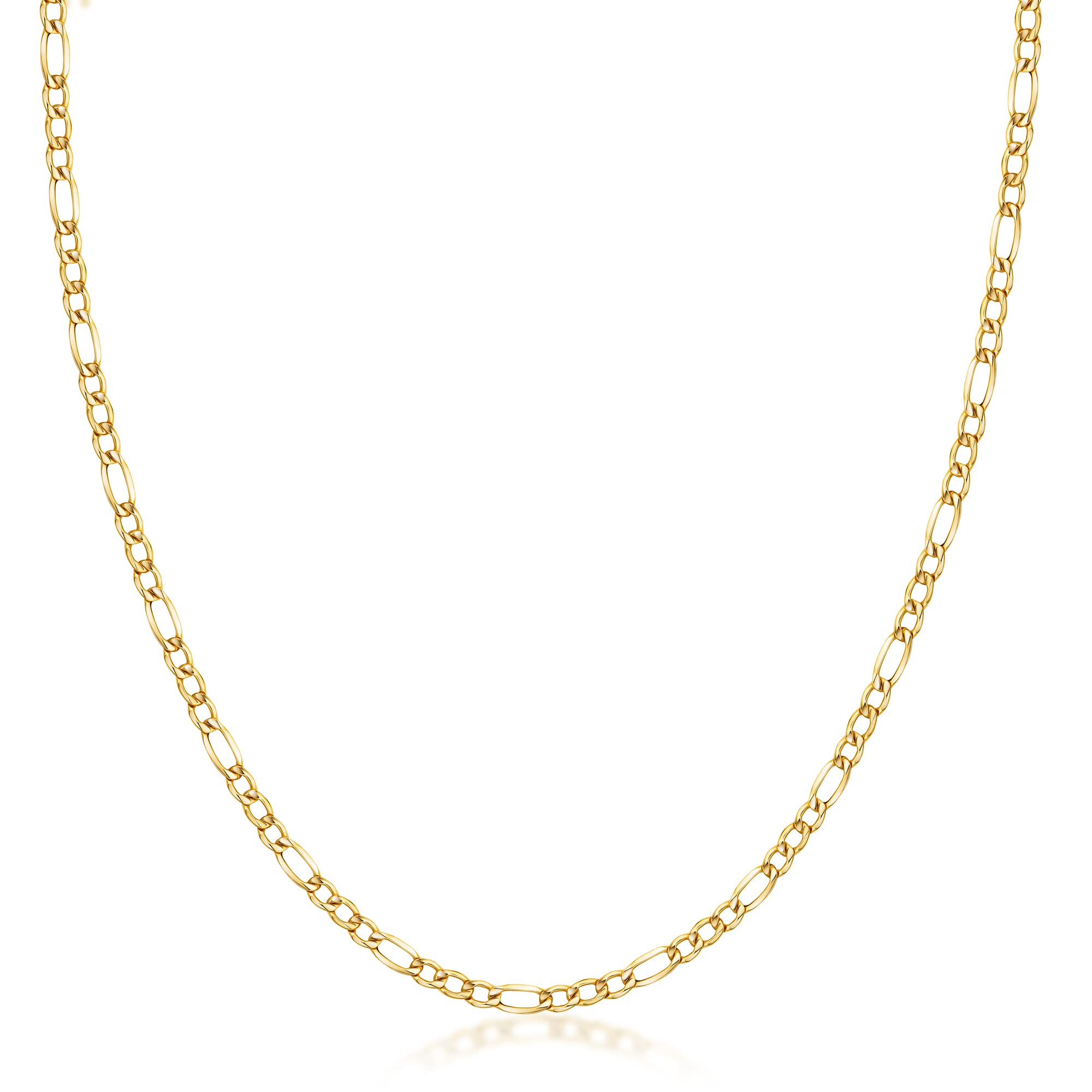 PORI JEWELERS 10K Gold 3MM Figaro 3+1 Link Chain Necklace (3MM, Yellow, 24)