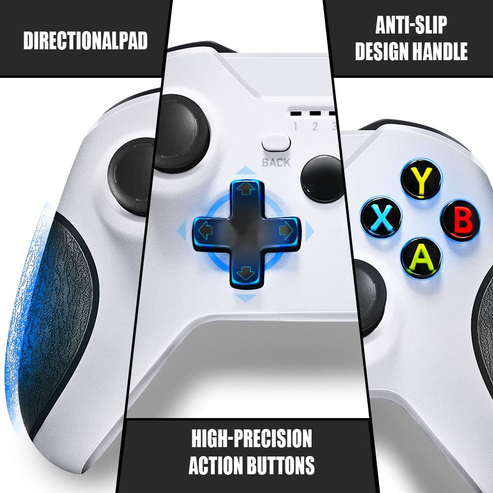 Wireless Controller for Xbox One, Moofahom Gamepad 2.4GHZ Game Controller Compatible with Xbox One/One S/One X/One Series X/S /Elite/PC Windows 7/8/10 with Built-in Dual Vibration(White)