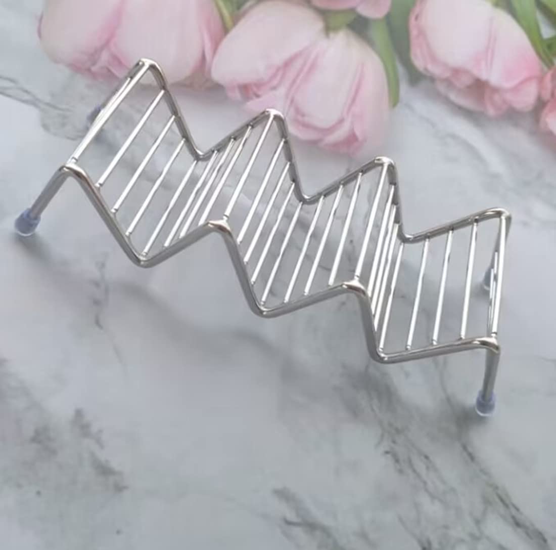 Stainless Steel Taco Holder Stand for 3-4 Tacos Each, Wider Metal Tortilla Tray Holder Rack for Serving Tacos Plates, Taco Shell Mold