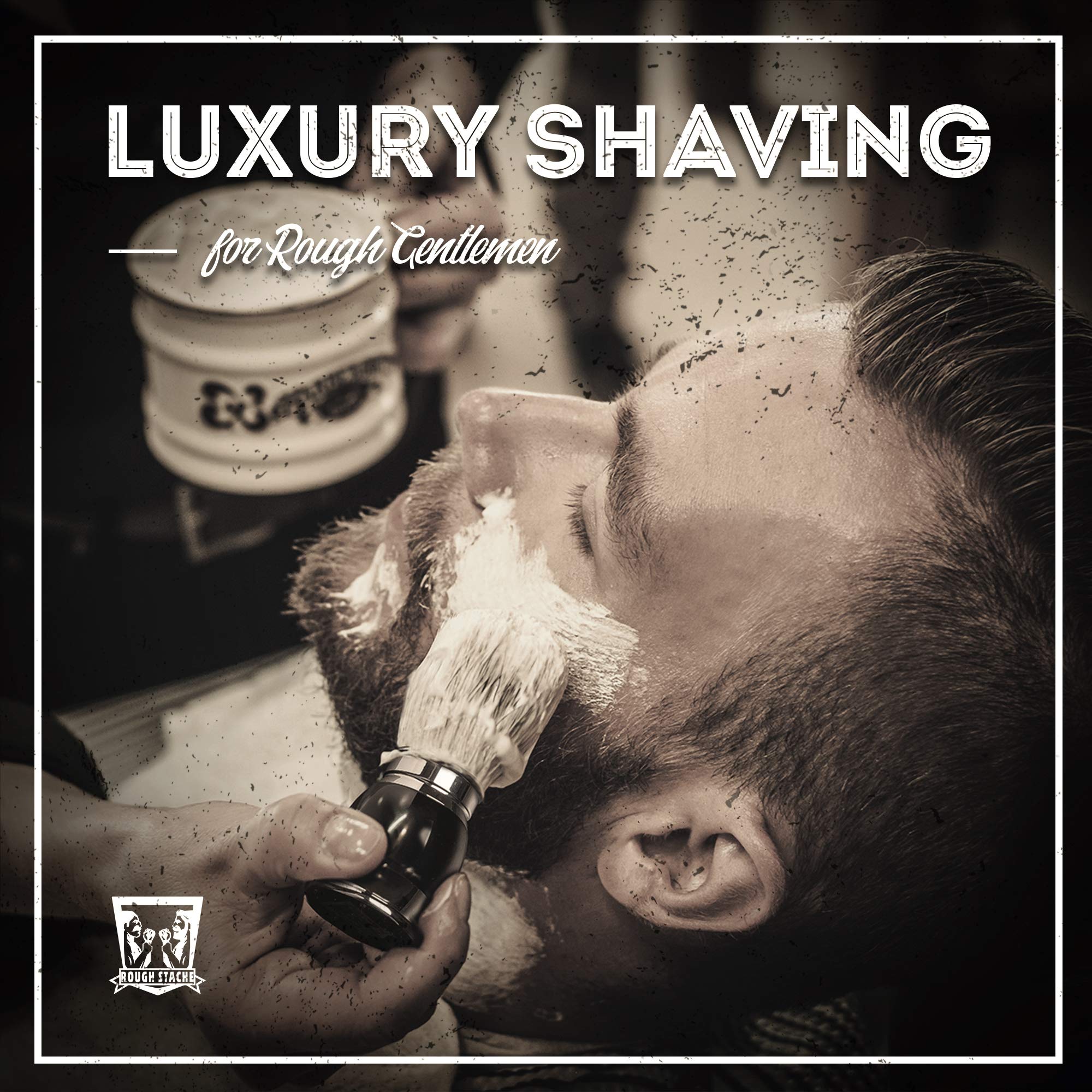 Shaving Brush Set - Professional Shaving Brush with 100% Pure Badger Bristles -Black Resin Handle - Solid Chrome Shaving Brush Stand for Wet Shave