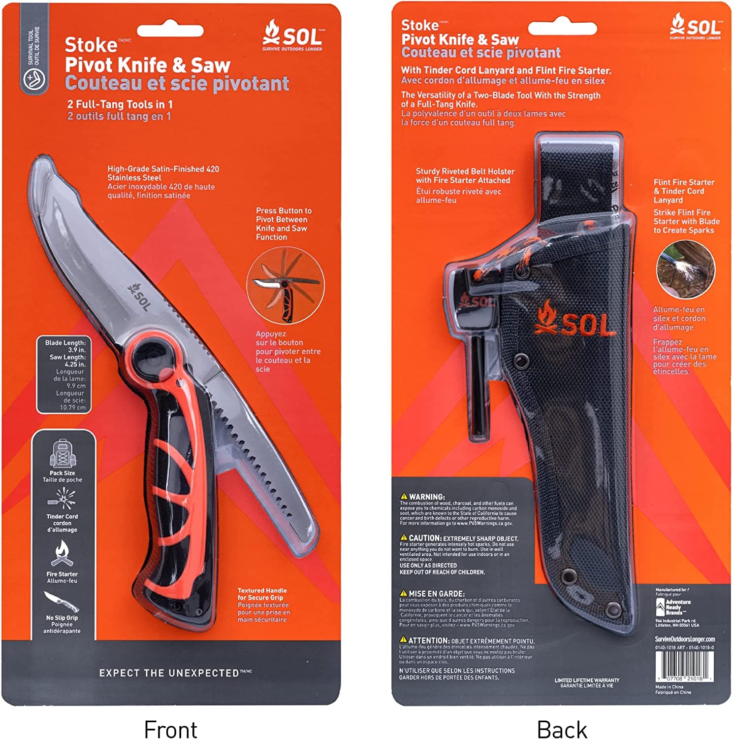 Survive Outdoors Longer Stoke Pivot Survival Folding Knife & Saw