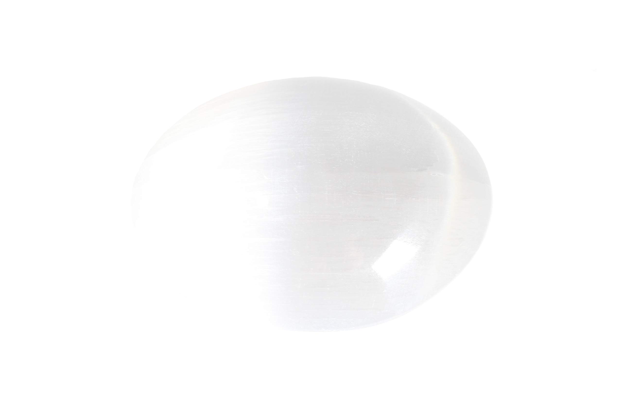 Selenite Crystal Palm Stone - Worry Stone - Spiritual Healing Massage Palmstone with Certificate of Authenticity by Dey Designs