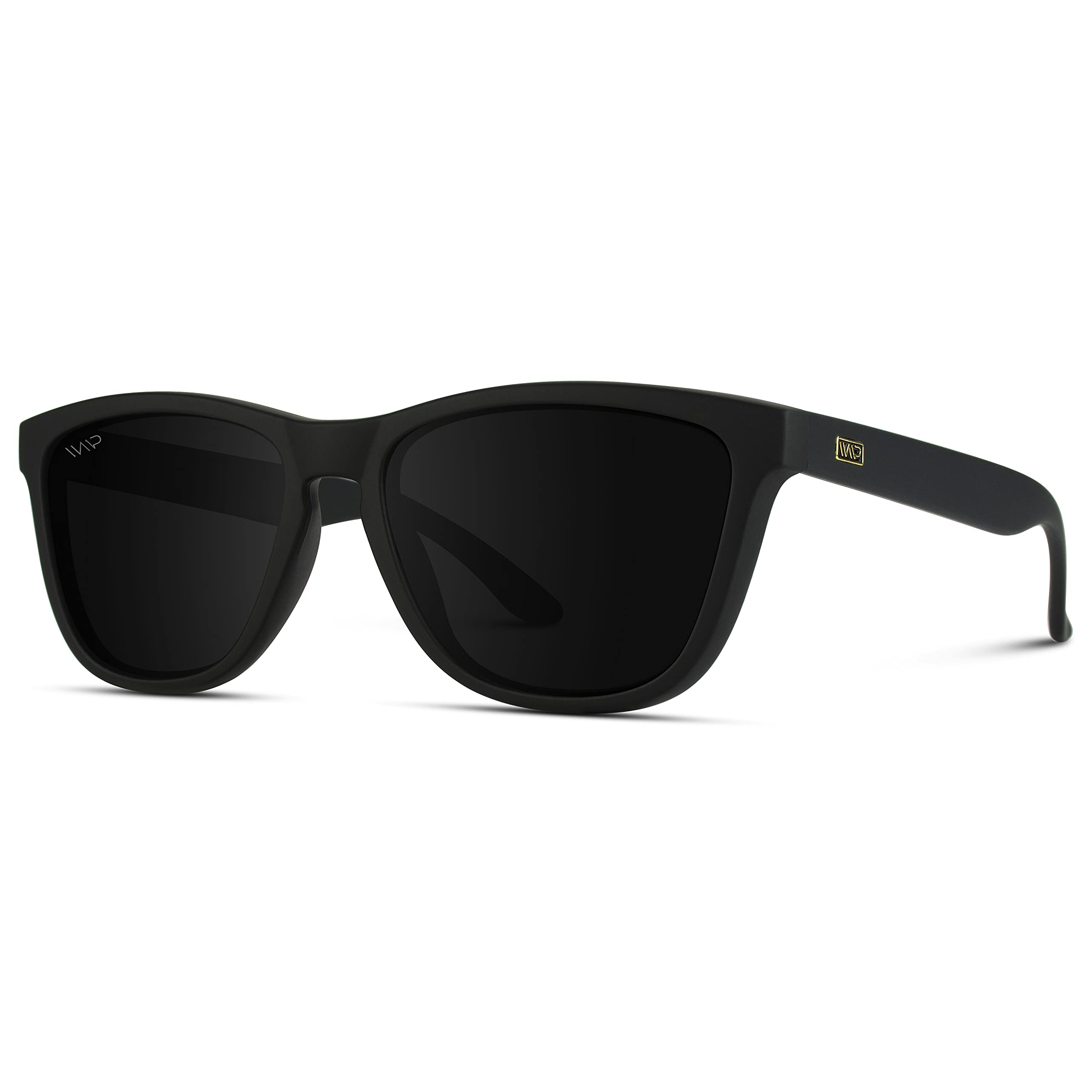 WearMe Pro - Polarized Square Active Running Women Men Classic Mirrored Sunglasses (Black Frame/Black Lens, 60)