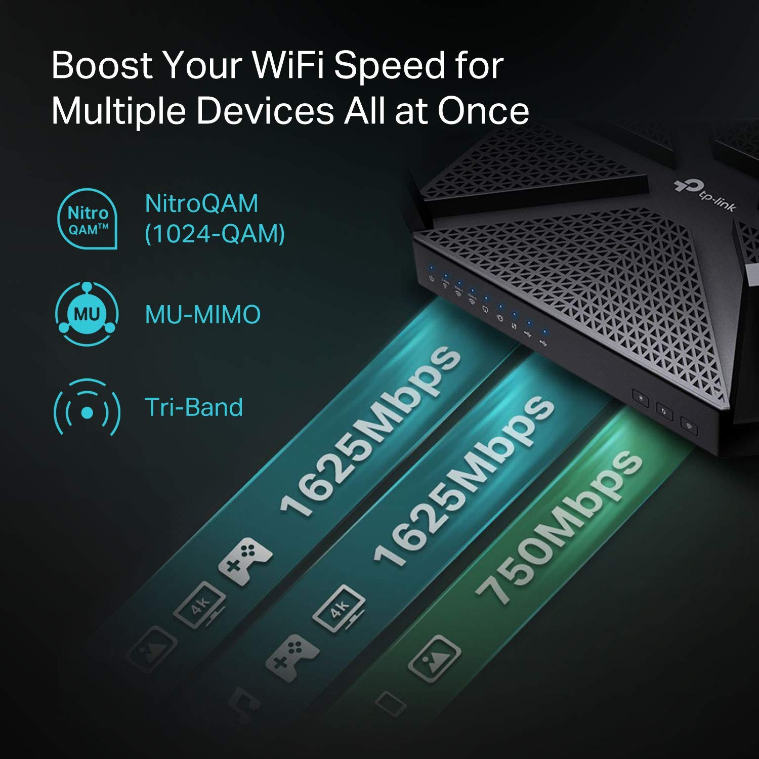 TP-Link AC4000 Tri-Band WiFi Router (Archer C4000) -MU-MIMO, VPN Server, 1.8GHz CPU, Gigabit Ports, Beamforming, Link Aggregation