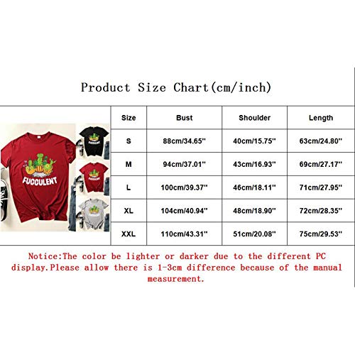 wodceeke Women Cute Potted Print Short Sleeve Round Neck T-shirt Solid Color Casual Tee Summer Sports Tops (Black, S)