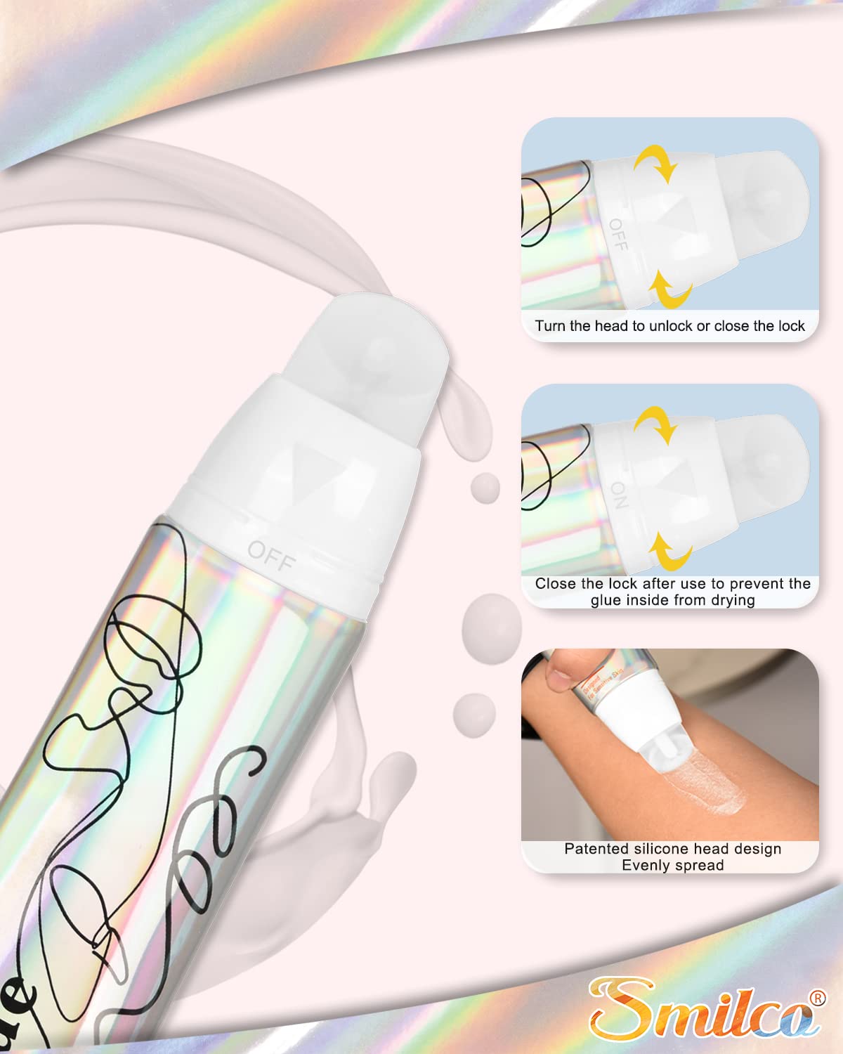 Wig Glue for Front Lace Wig-Smilco 2.6 OZ Waterproof Lace Front Glue Invisible Bonding Strong Hold Lace Wig Glue for Poly and Lace Hairpiece, Wig, Toupee Systems, Lace Glue Hair Replacement Adhesive