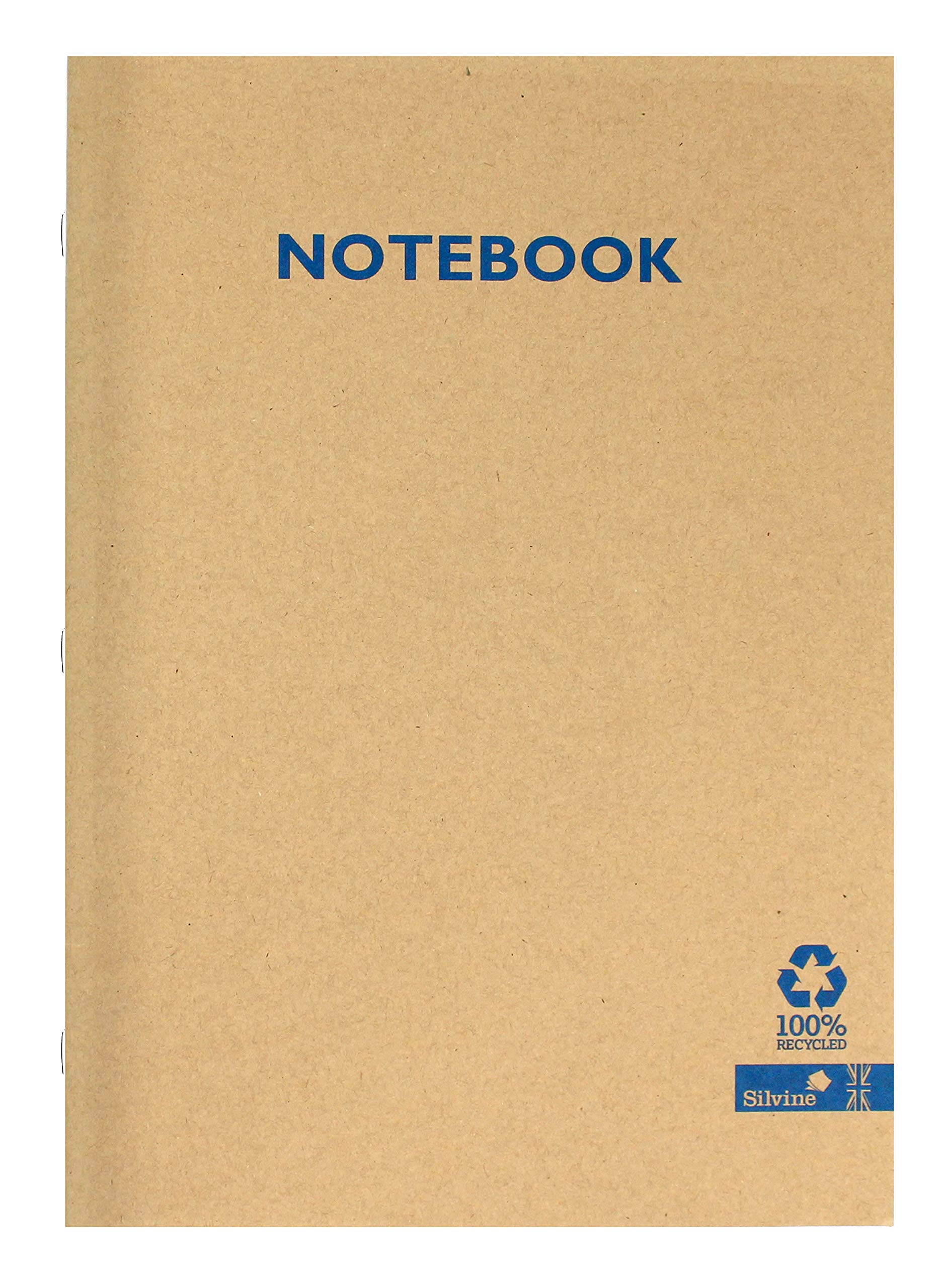 Silvine A4+ Kraft Covered Wirebound Notebooks in 3 Assorted Colours. 120 Pages Lined with Margin. Ref KRTWA4AC [Pack of 6]