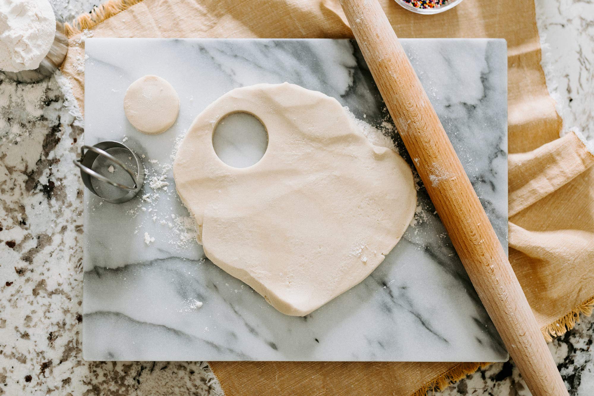 Villa Acacia Marble Cutting Board - 18 x 18 Inch Marble Slab Pastry Board for Charcuterie, Cheese, Dough, Dessert - Decorative Stone Cutting Board for Kitchen and Home