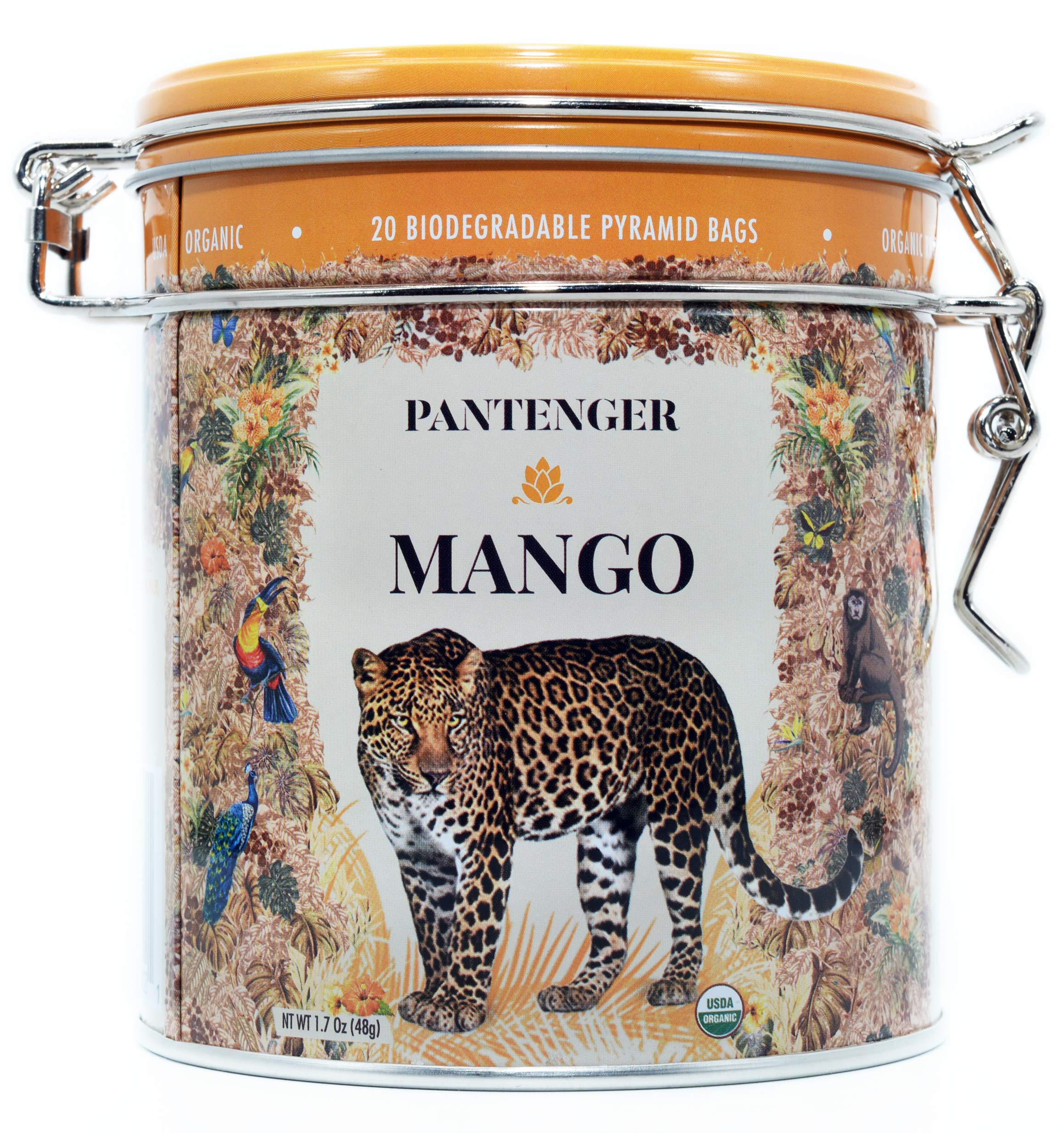 Pantenger Mango Tea Bags. USDA Organic. Black Tea Leaves, Mango Pieces and Marigold Petals. 20 Tea bags.