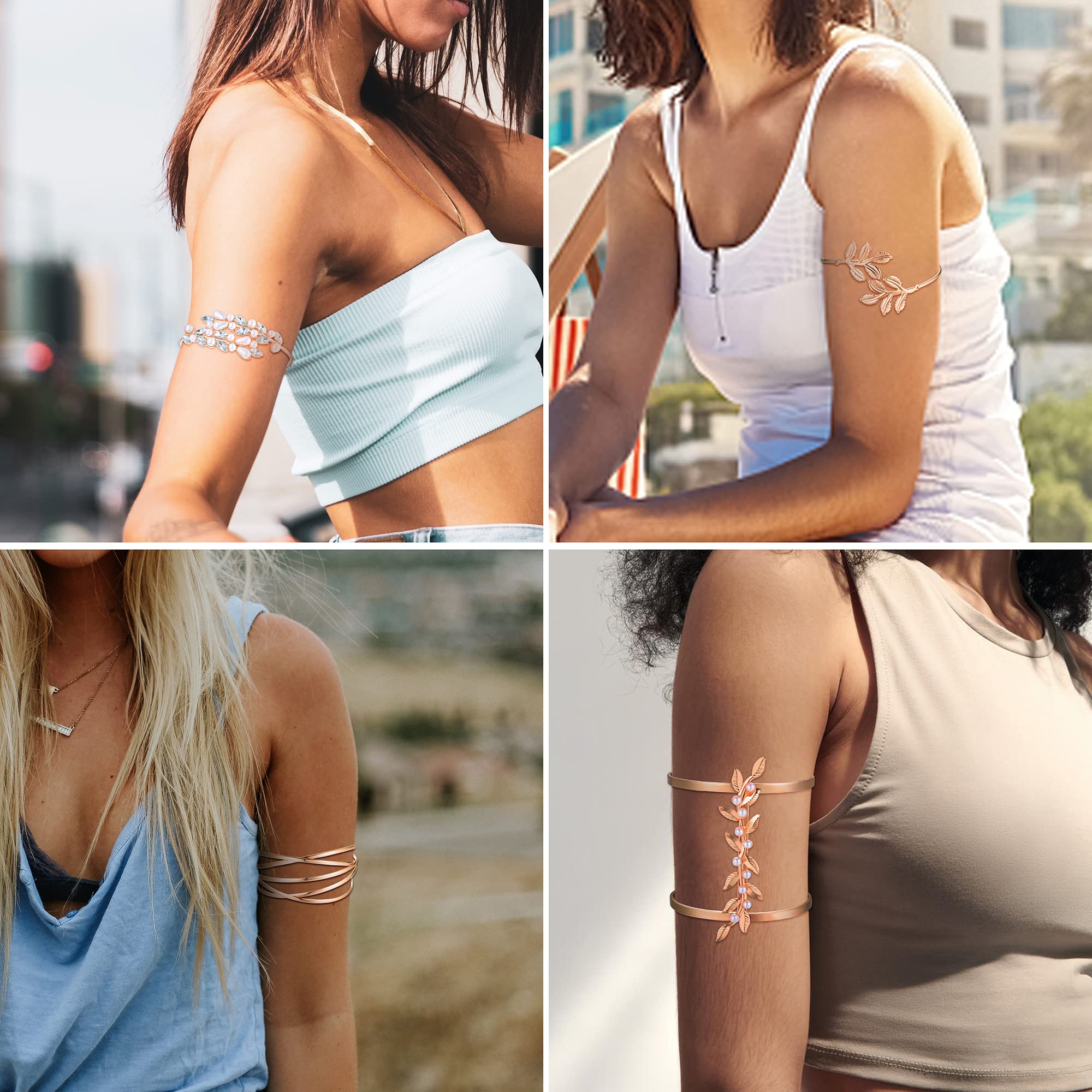 UBGICIG 6Pcs Arm Cuff Upper Arm Bangle Cuff Bracelet Open Arm Cuff Jewelry For Women Adjustable Armlet Armband Set Goddess Costume Accessories