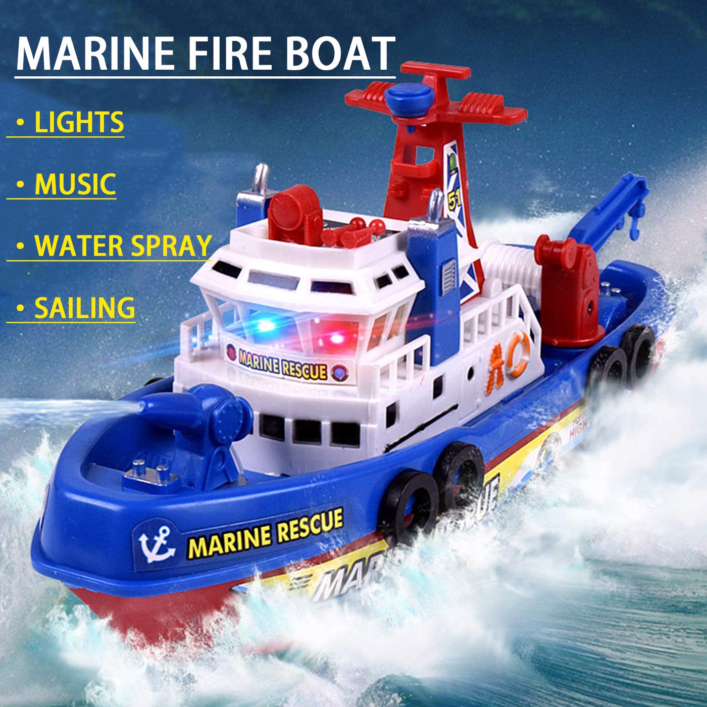 OSIAOIUDOA Baby Bath Toys , Light Up Pool Bathtub Toy Boat with Water Sprinkler Bath Toys for Kids Ages 4-8(Includes 2 Boat)