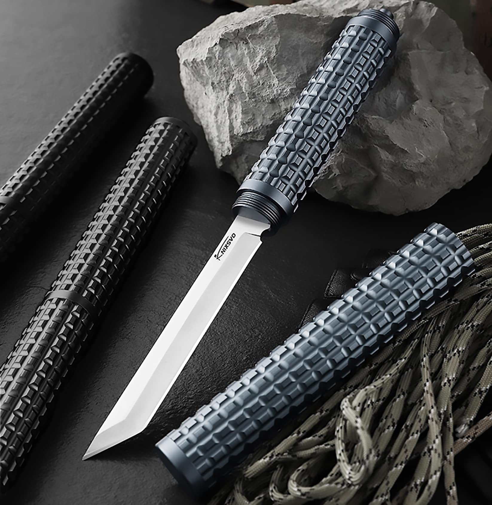 VALHALLA Fixed Blade Knife With Sheath, Survival Knife With Razor-sharp 440 Blade, Outdoor knives for men survival camping hunting Cool Knife with sheath (gray)