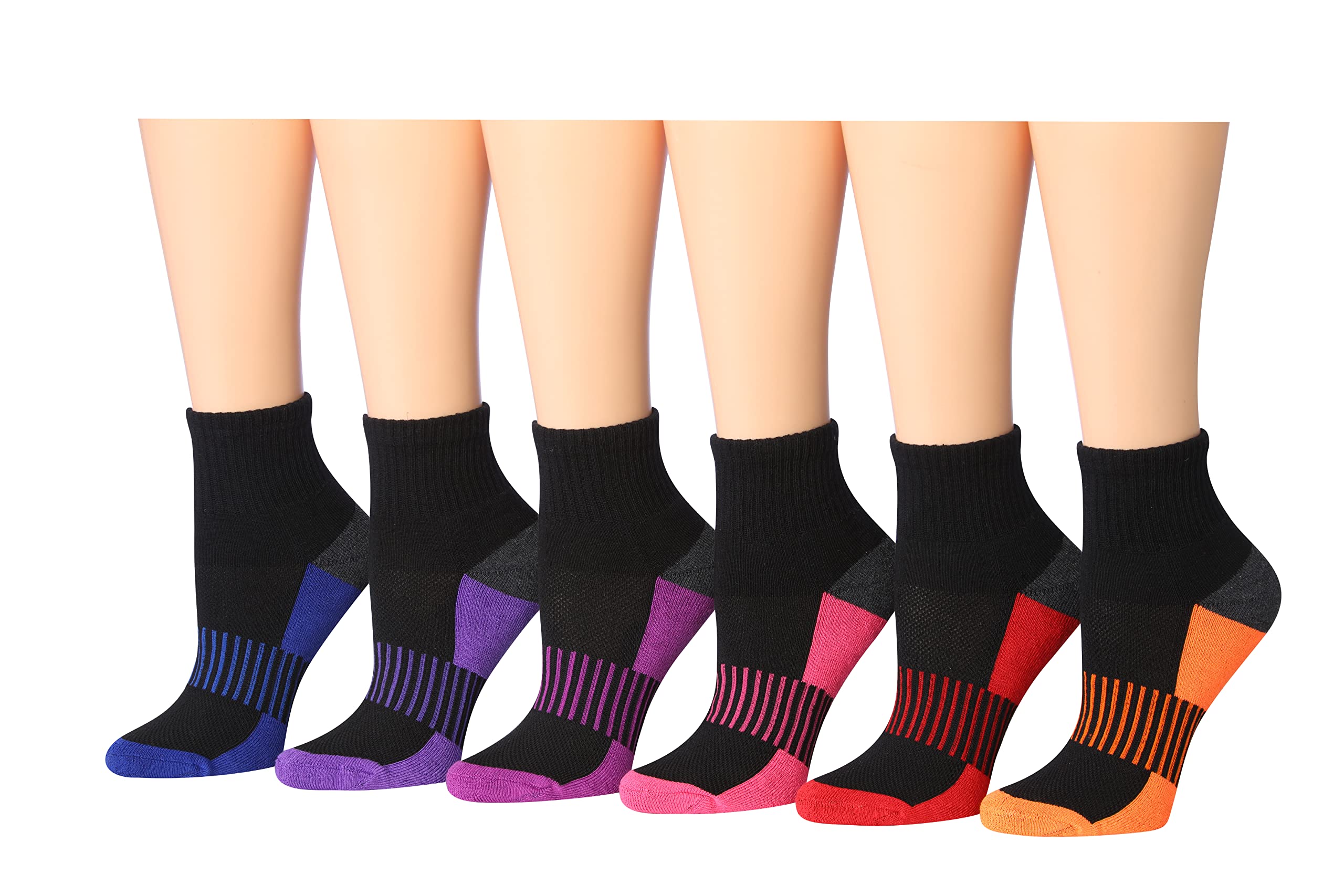 Tipi Toe Women's 12-Pairs Running & Athletic Sports Performance Ankle/Quarter Socks For Women (WQ17)
