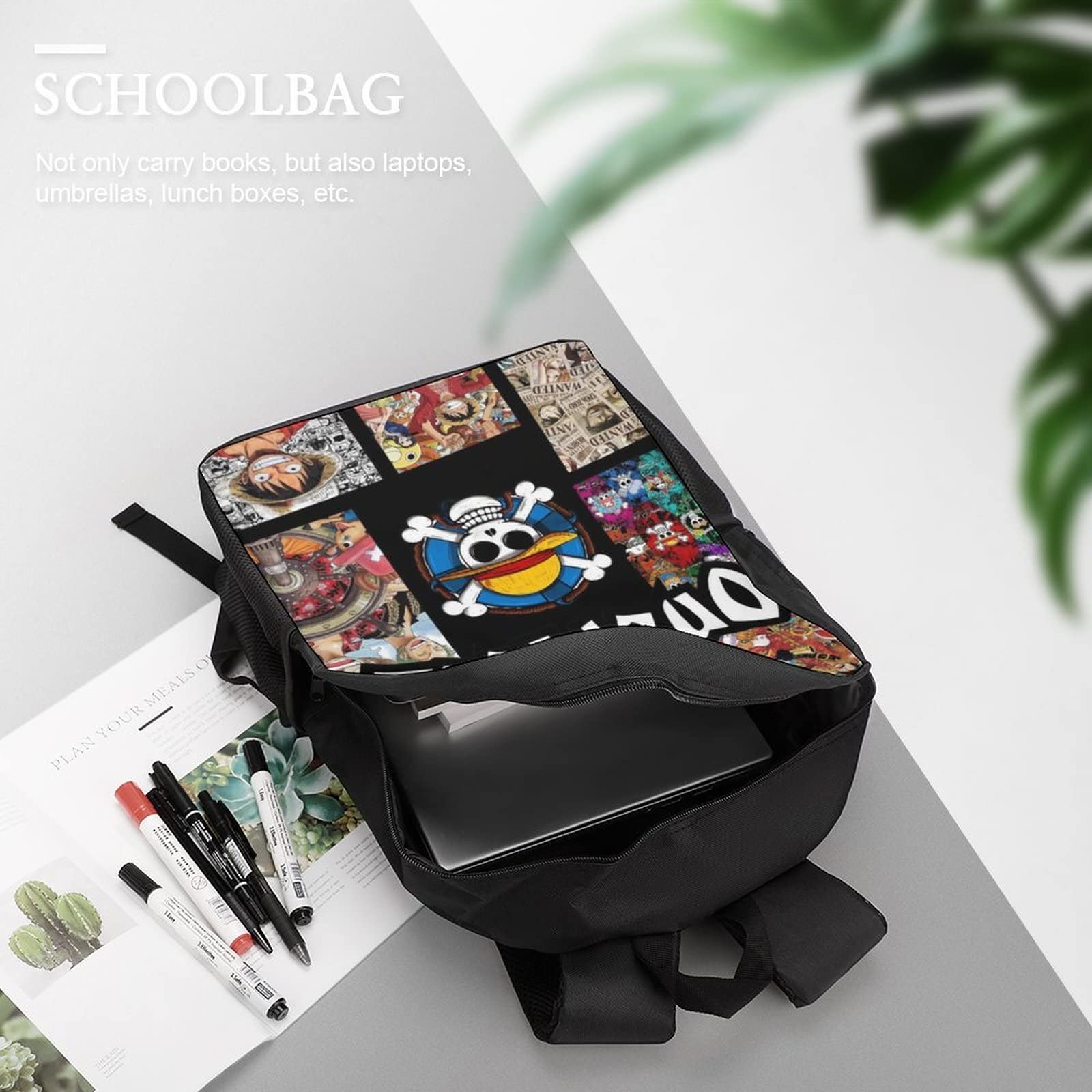 Rhukot Anime Backpack Cartoon Laptop Backpack Straw Hat Crew Backpack 17 Inch For Mens Boys And Girls 2-One Size