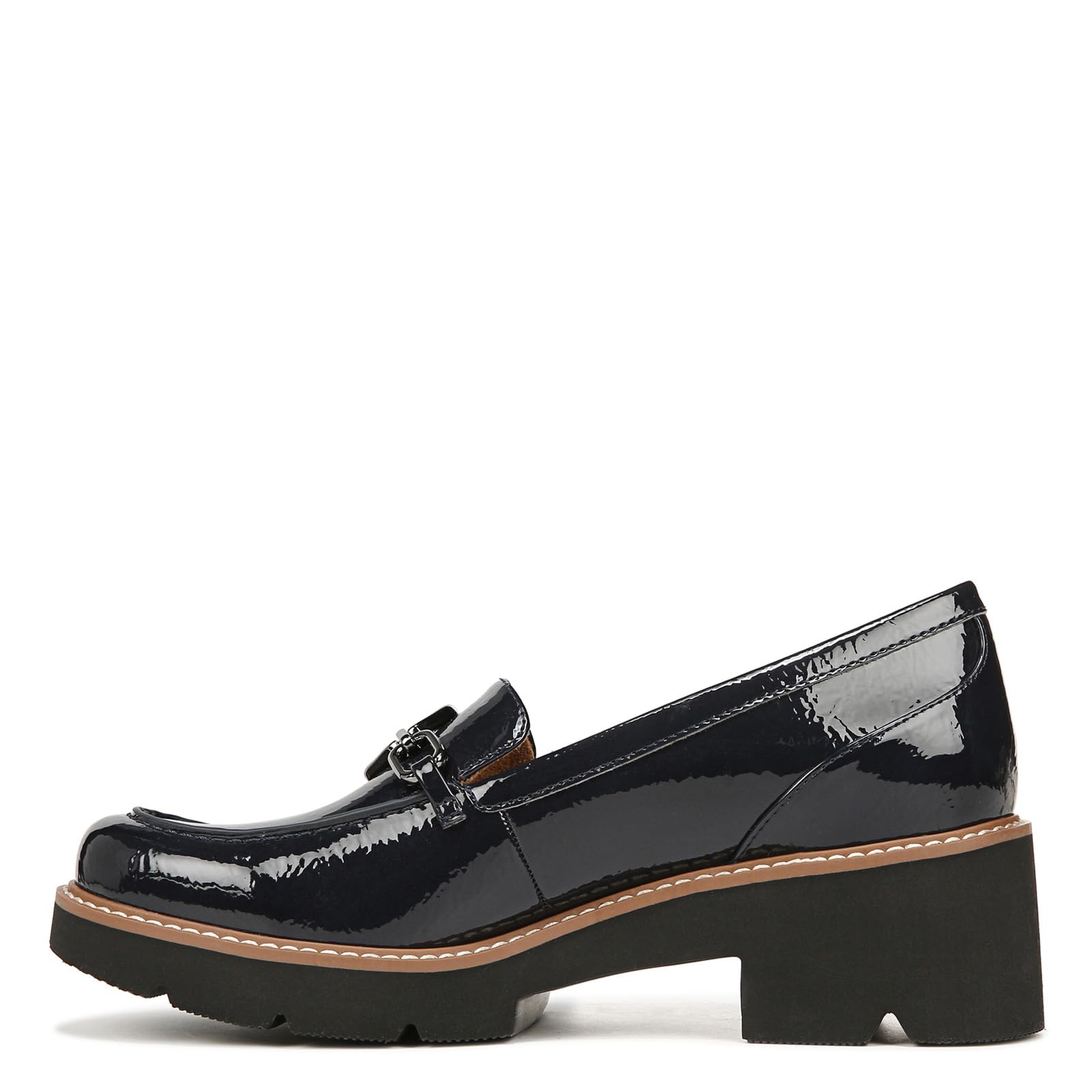 Naturalizer Womens Cabaret-O Ornament Heeled Loafer Navy Blue Patent 7.5 M