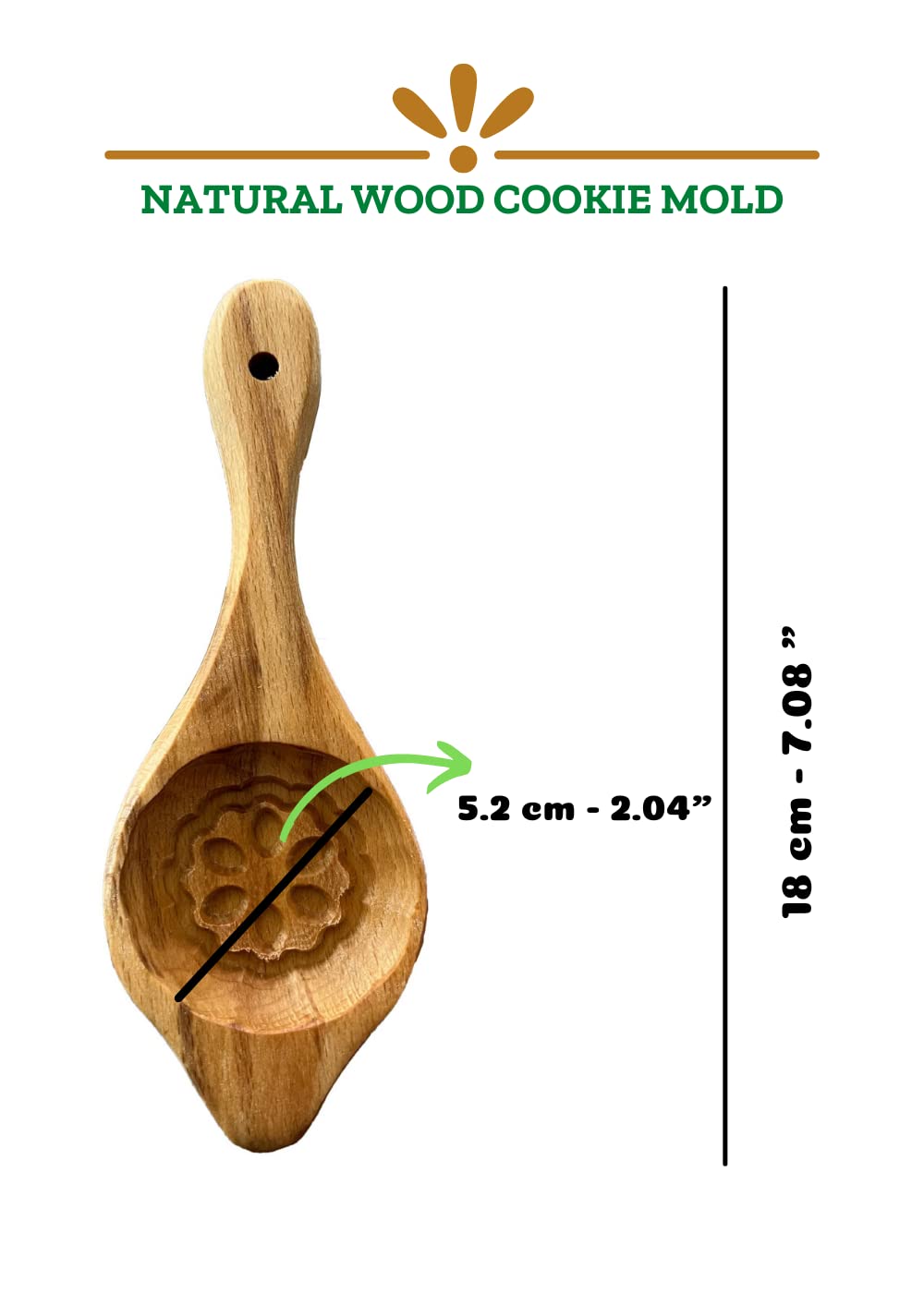 Traditional Wooden Cookie, Cake & Pastry Maamoul Mold Press New Design Middle Eastern Cookie Mold, Greased (Flower Design)