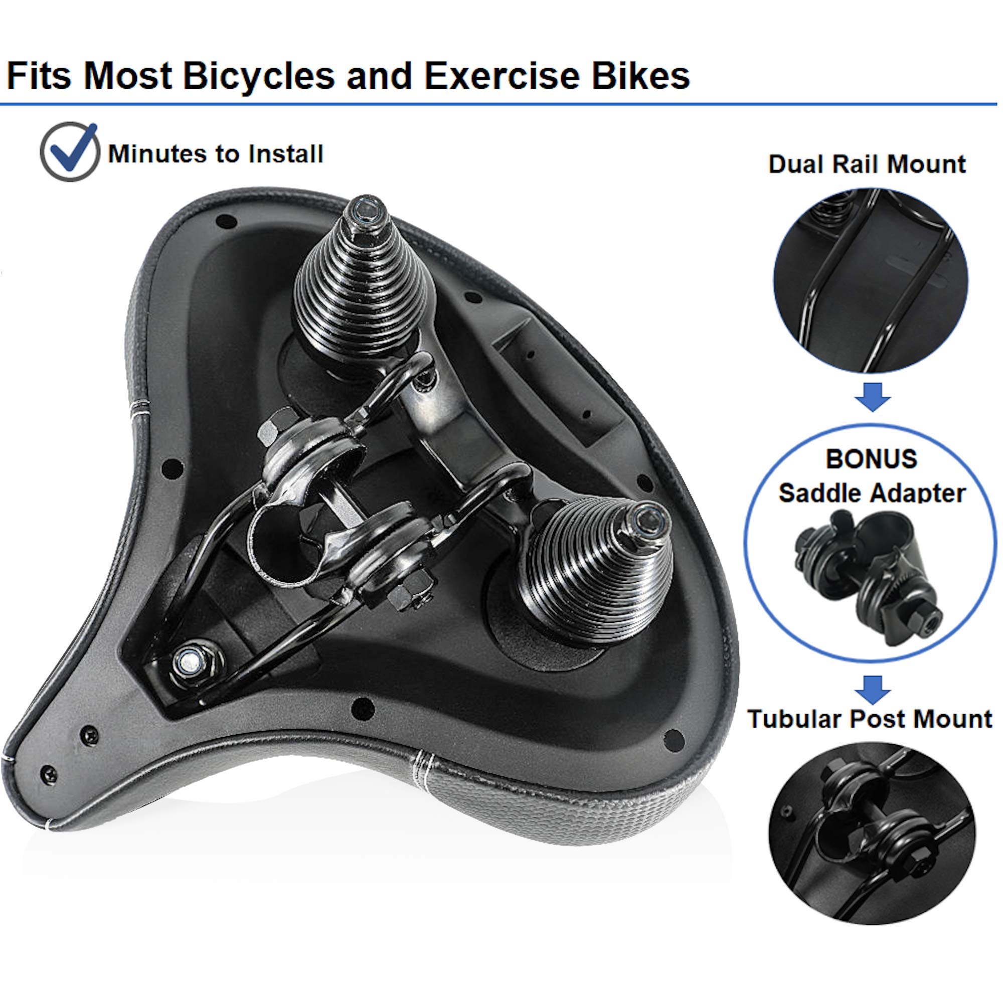 Oversized Comfortable Bike Seat β Comfort Cushion Replacement Bicycle Saddle β Universal Fit for Outdoor Bike and Beach Cruiser Bikes - Indoor Spin and Stationary Bikes β Wide Soft Padded Bike Saddle