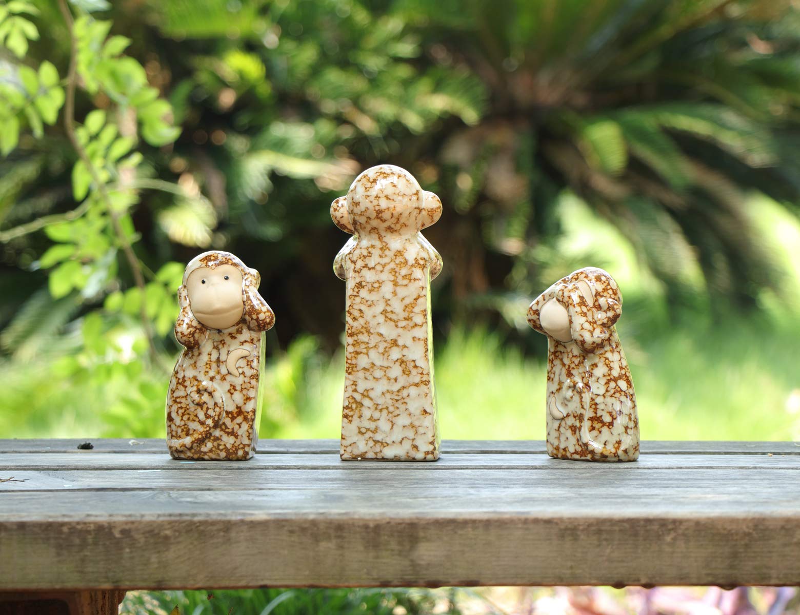 Rmdusk Hear See Speak No Evil Monkey Figurines, Ceramic Animal Statues Sculptures, Home Garden Décor Gift (Set of 3)