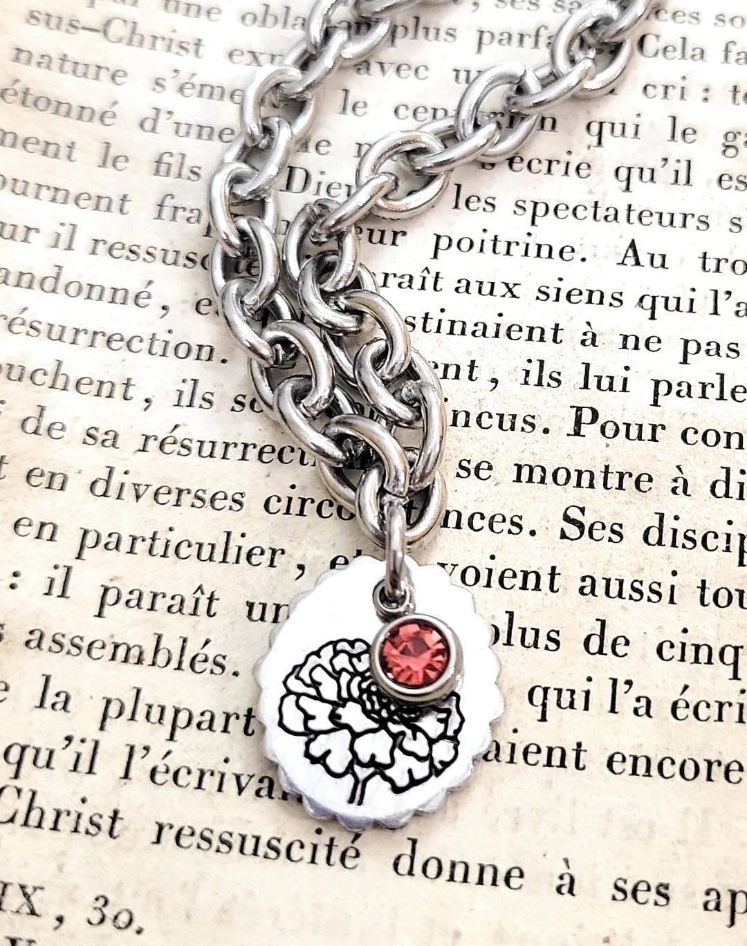 October Birthstone Marigold Flower Charm Bracelet with Birth Month Simple Dainty Gift for Her Mom Daughter