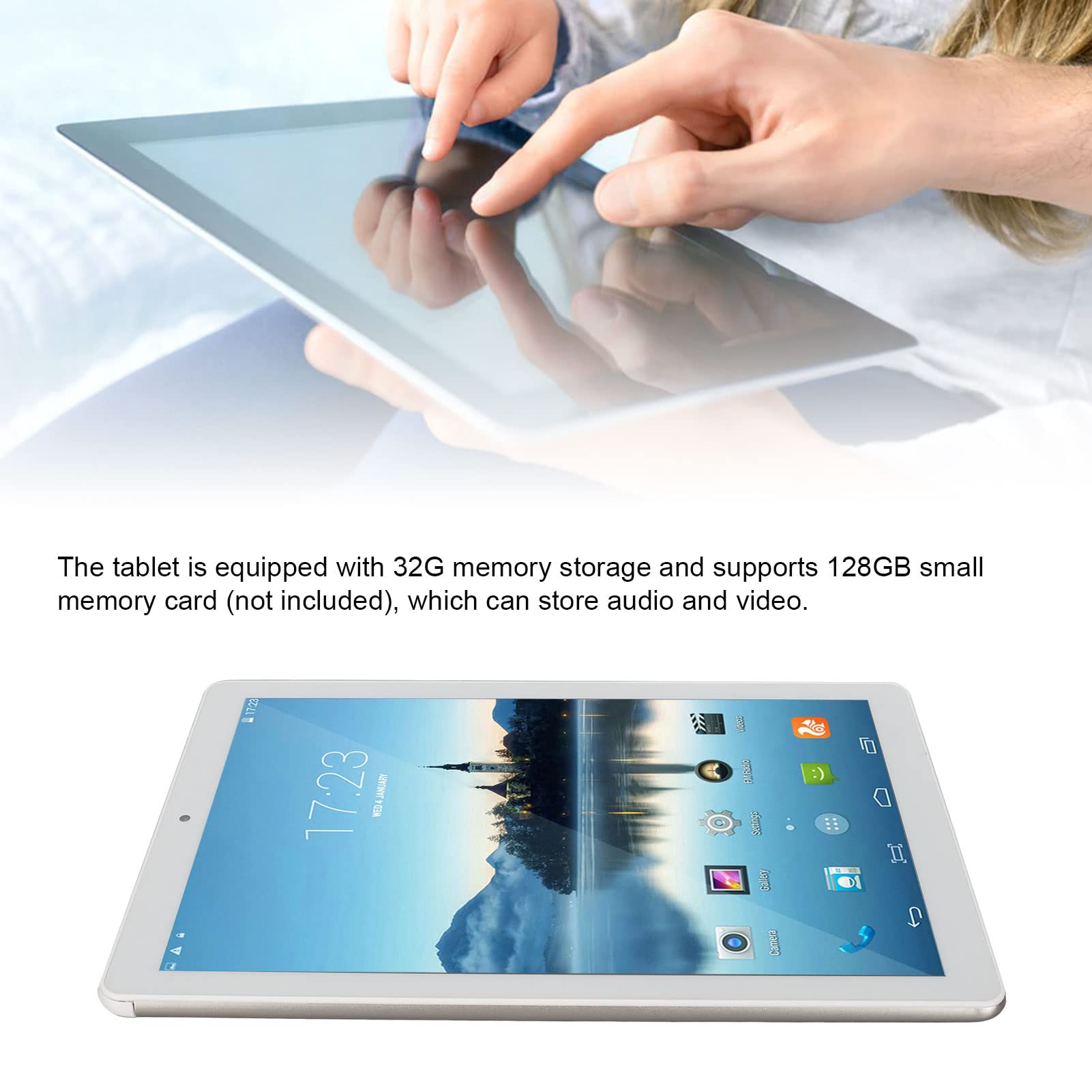 Zyyini Tablet for 10, 10 Inch Kids Tablet, 2GB RAM 32GB ROM, Octa Core Processor, Eye Care IPS HD Screen, 5G WiFi, for Kids, 4500mAh Battery (Silver)