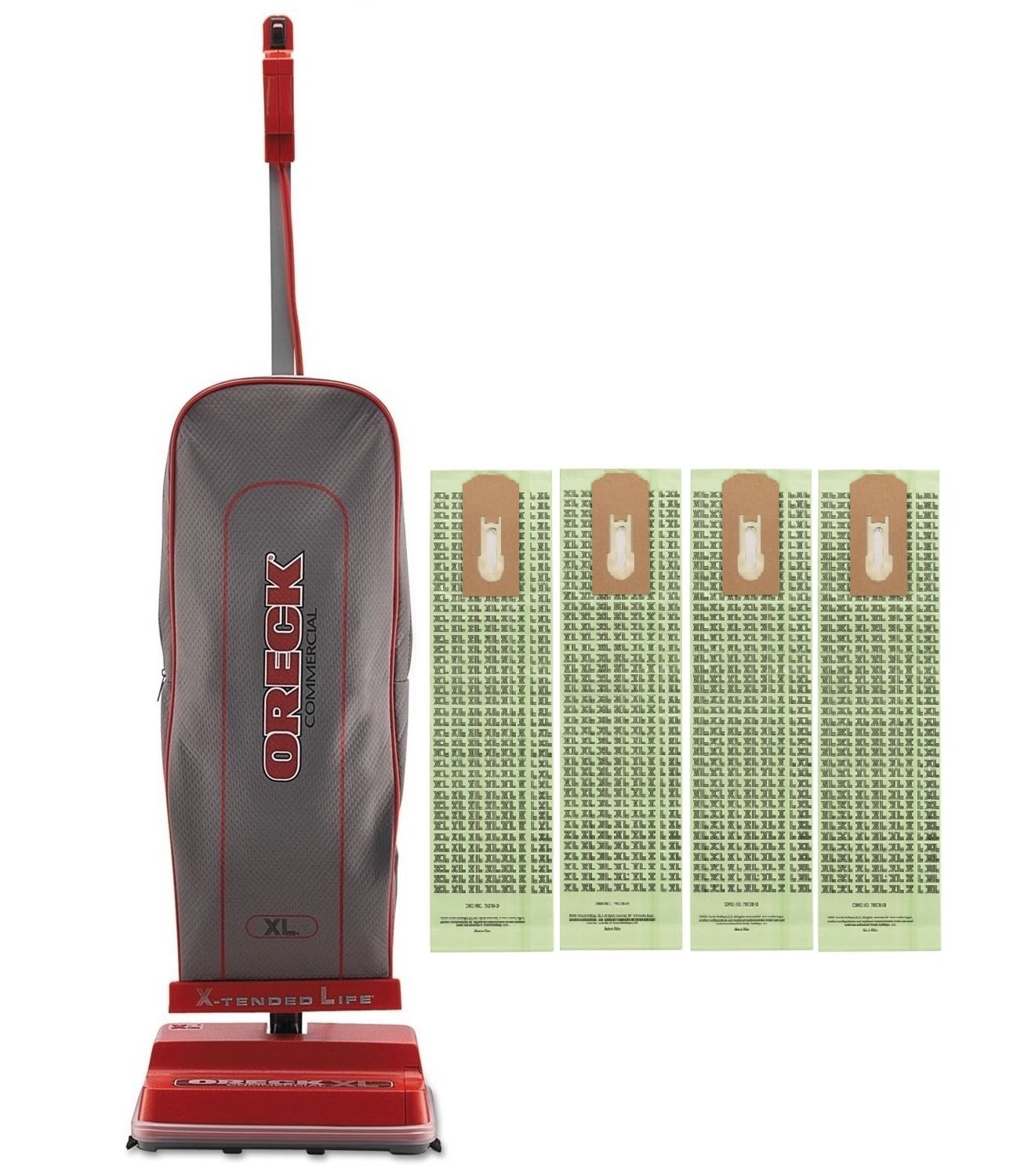 Oreck Commercial U2000R-1 120 V Red/Gray Upright Vacuum Bundle with 4 Oreck Advance Filtration Hypo-Allergenic Bags