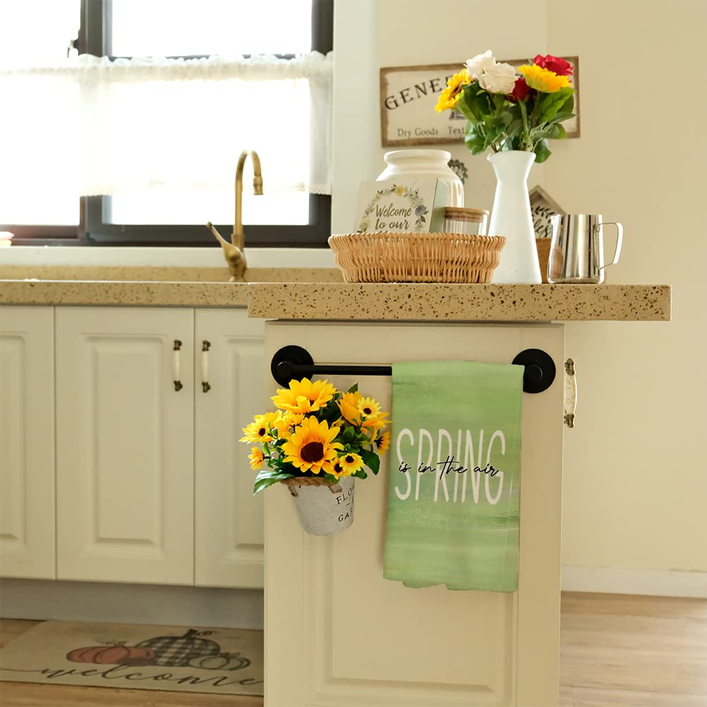 Spring Kitchen Towels for Spring Decor Flower Leaves Dish Towels 18x26 Inch Ultra Absorbent Bar Drying Cloth Spring is in the air Sign Hand Towel for Kitchen Bathroom Party Home Decorations Set of 2