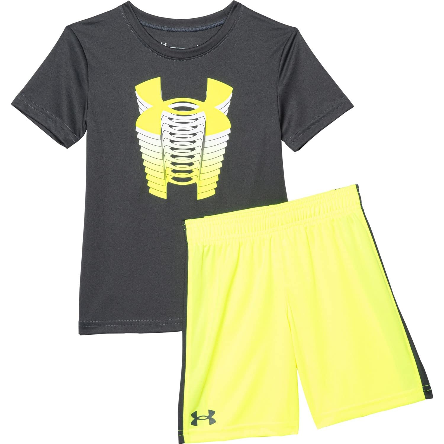 Under Armour Logo Rise Shirt and Shorts Set - Short Sleeve, Pitch Gray, 7
