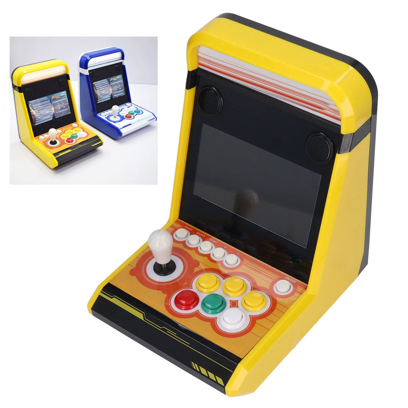 US Plug 100-240V WearResistant Portable Joystick Controller Game Machine Mini 7 Inch Rocker Arcade Game Machine for Home Use (Yellow)