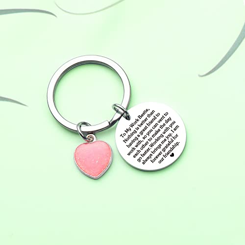 ZNOSVEI Work Bestie Keychain Coworker Gift Retirement Key Ring Colleague Jewelry Subordinate Gift, Work Bestie Keychain, Standard