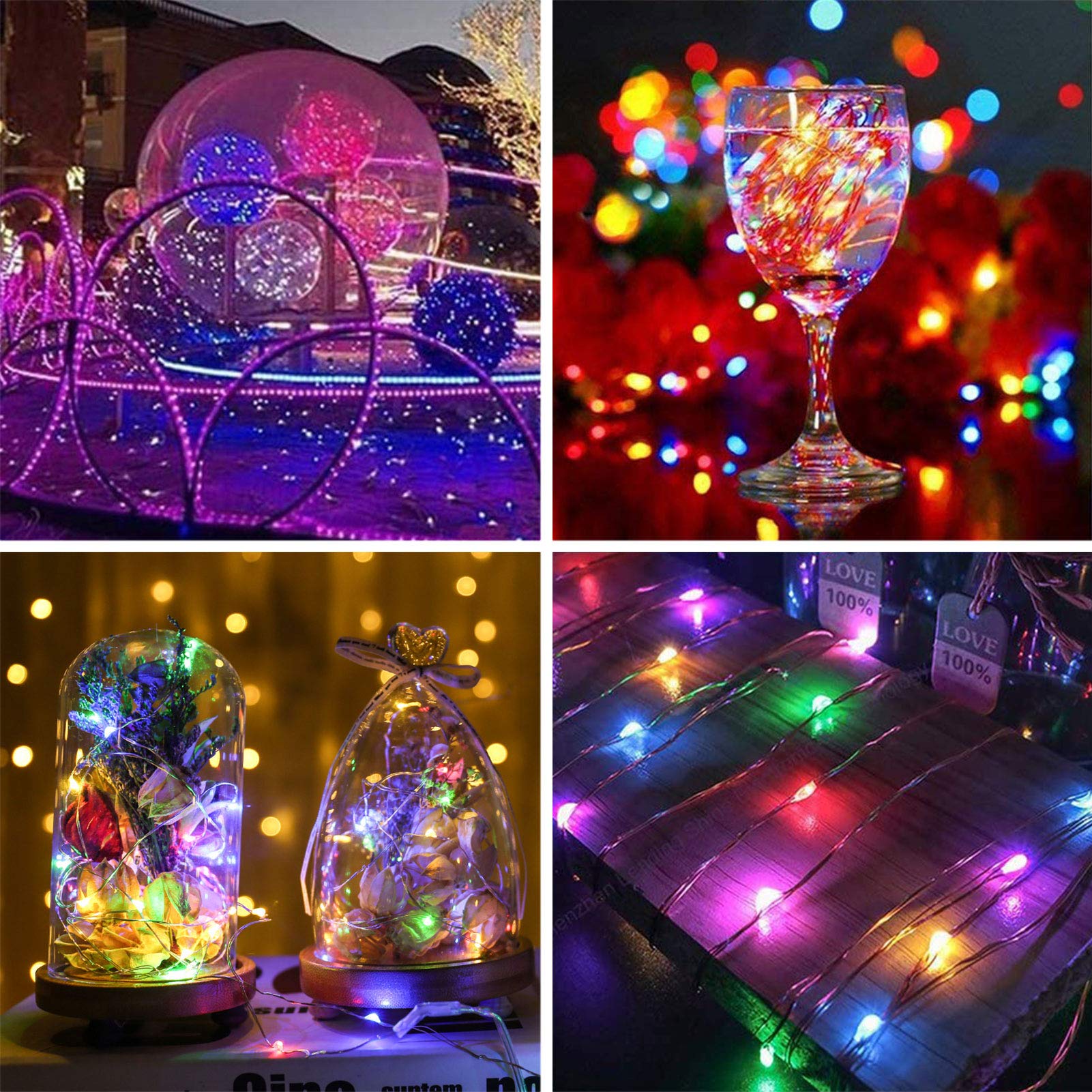 SPRKLINLIN 2 Pack 100 LED Solar Powered String Lights, Outdoor Waterproof Copper Wire 8 Modes Fairy Lights for Garden, Patio, Party, Christmas, Home (Multicolor)