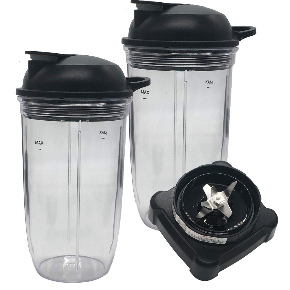 Replacement parts include 1pcs Pro Exractor blade extra Gasket with 2pcs 24oz cup with spout lidļ¼Compatible with Ninja Professional 72oz Countertop Blender BL610 30/BL610 BRN 30/BL611C/CO610B/CO650B