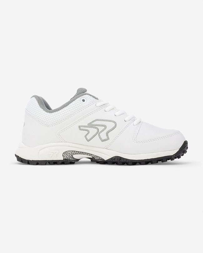 Ringor Flite Softball Turf Shoes - Lightweight and Durable Softball Shoes for Women - White and Silver - Size 9