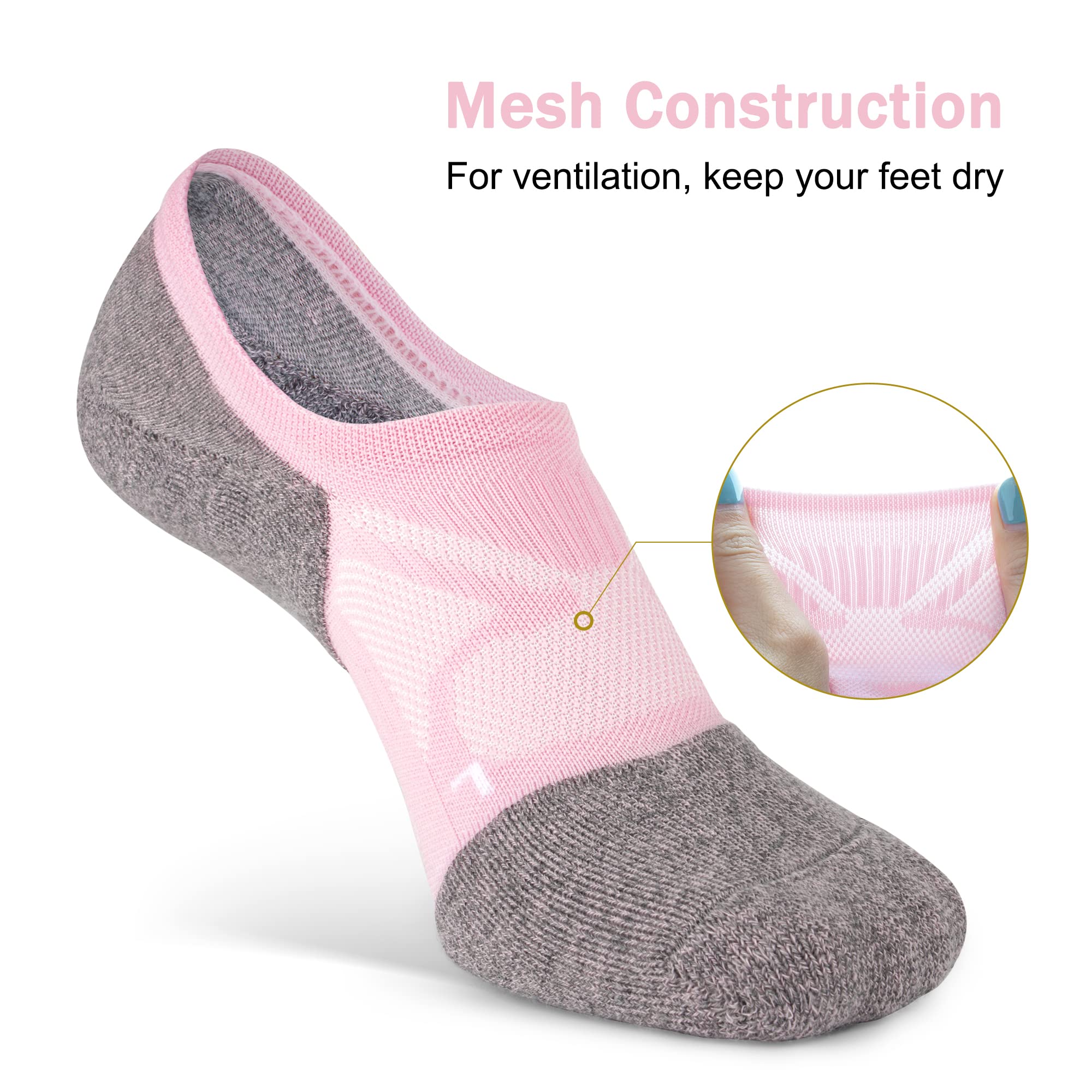THATISHE 5-Pairs No Show Socks Women's Running Low Cut/Ankle Compression Athletic Socks