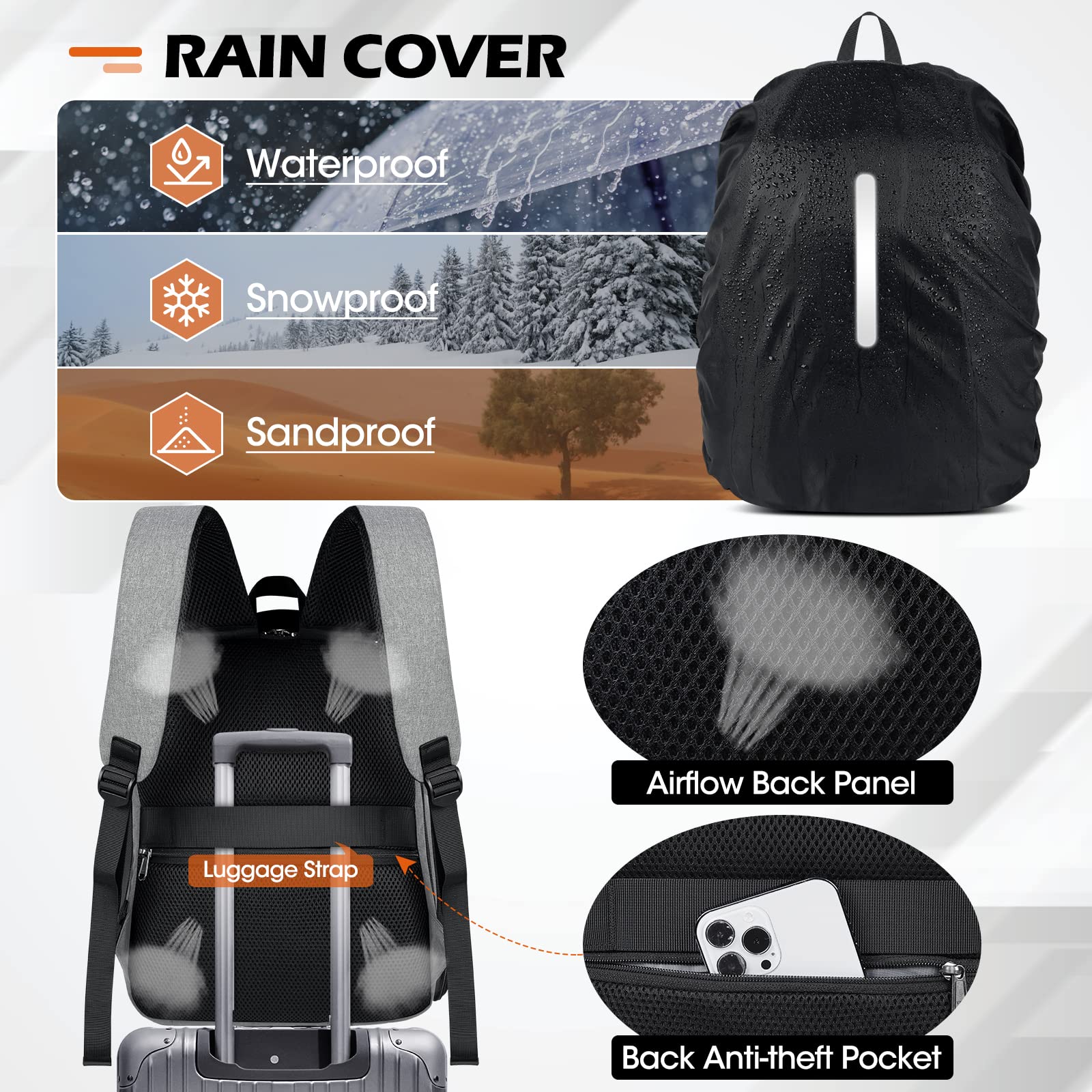 SDYSM Camera Bag Backpack Professional for DSLR SLR Mirrorless Camera Waterproof Camera Laptop Backpack 14 Inch with Rain Cover Anti Theft Travel Camera Case Large Capacity Photography Backpack Grey