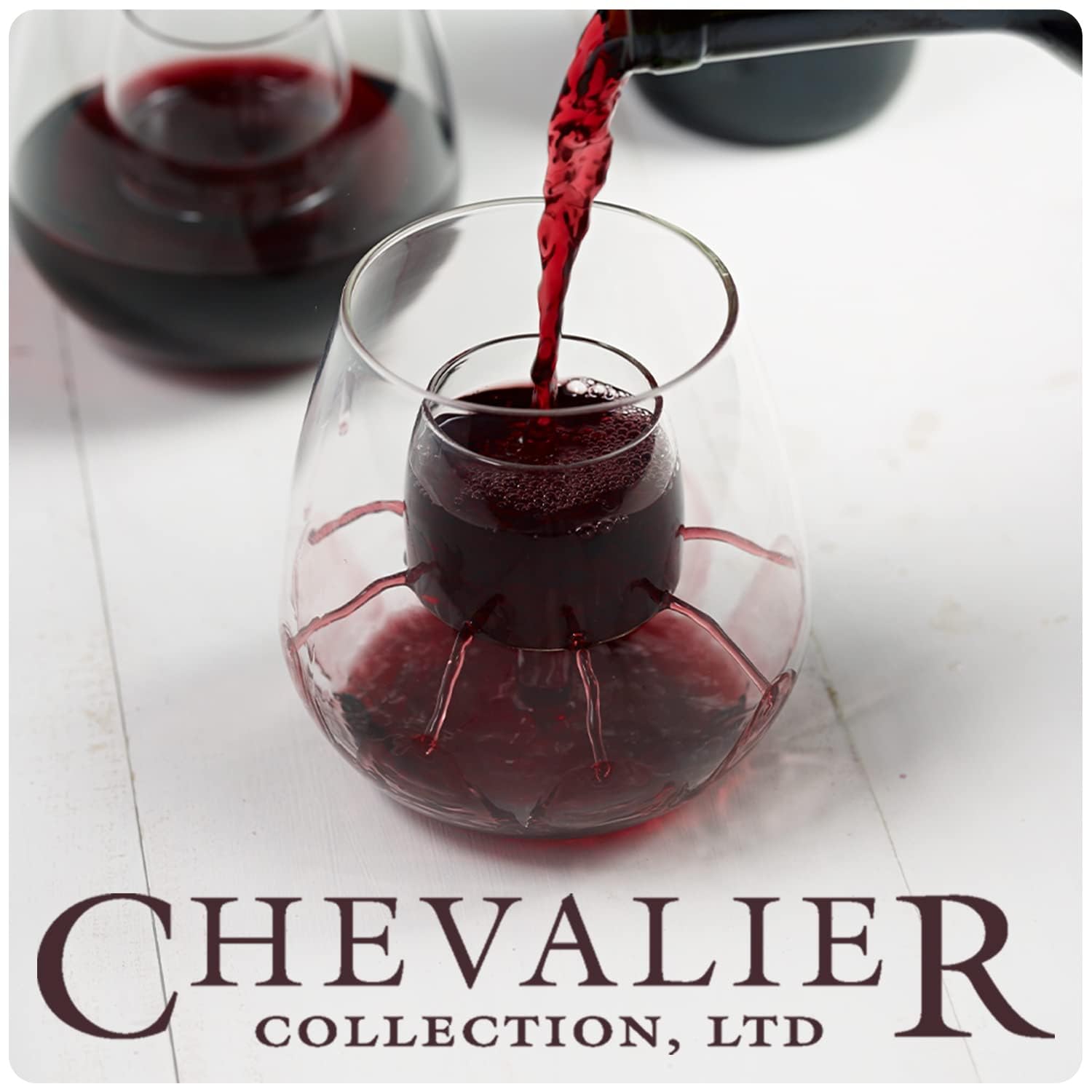 Stemless Aerating Wine Glasses (Set of 2) by Chevalier Collection β Patented Wine Glasses with Built In Aerator