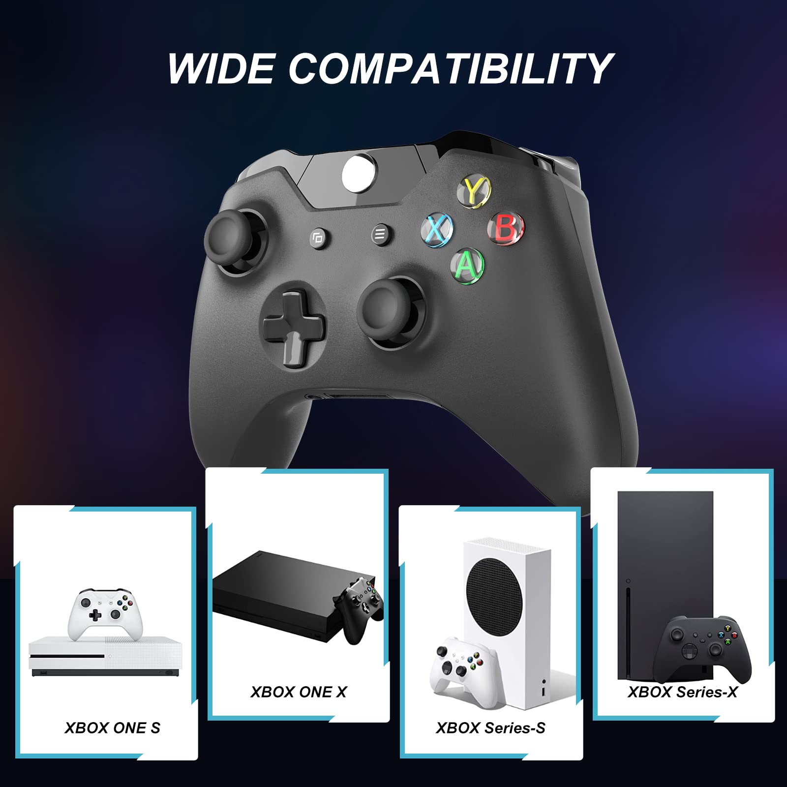 W&O Wireless Controller PC Game Controller Compatible With Xbox Series X/S/Xbox One/Xbox One S/One X (Black)